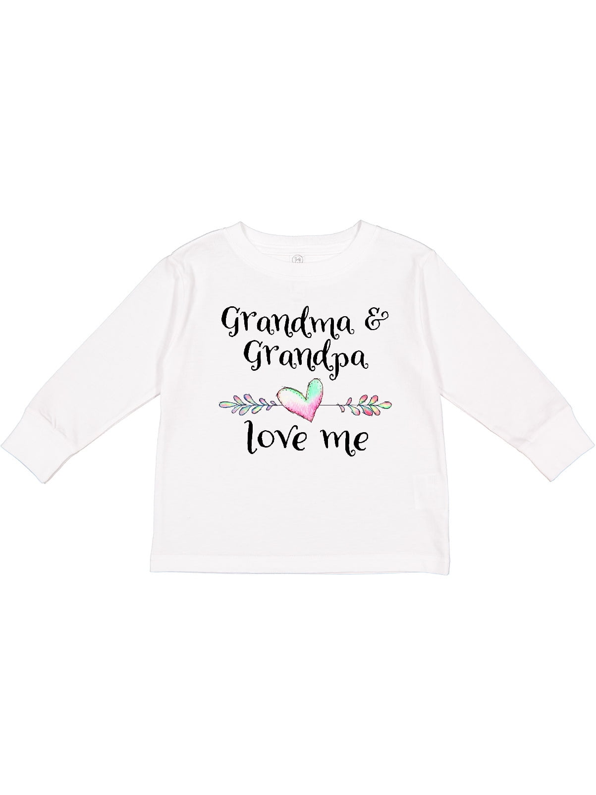 Inktastic Grandma and Grandpa Love Me- Heart Grandchild Boys or Girls Long Sleeve Toddler T ...