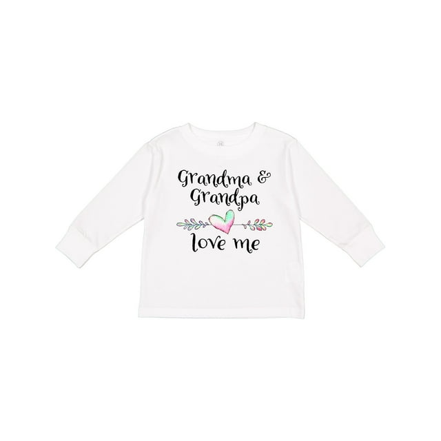 Inktastic Grandma and Grandpa Love Me- Heart Grandchild Boys or Girls Long Sleeve Toddler T ...