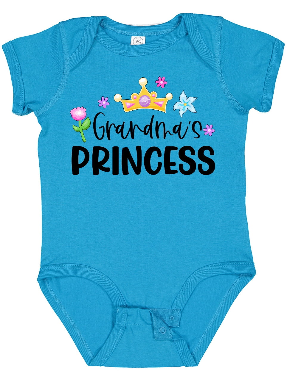 Inktastic Grandma's Princess Crown and Flowers Girls Baby Bodysuit ...