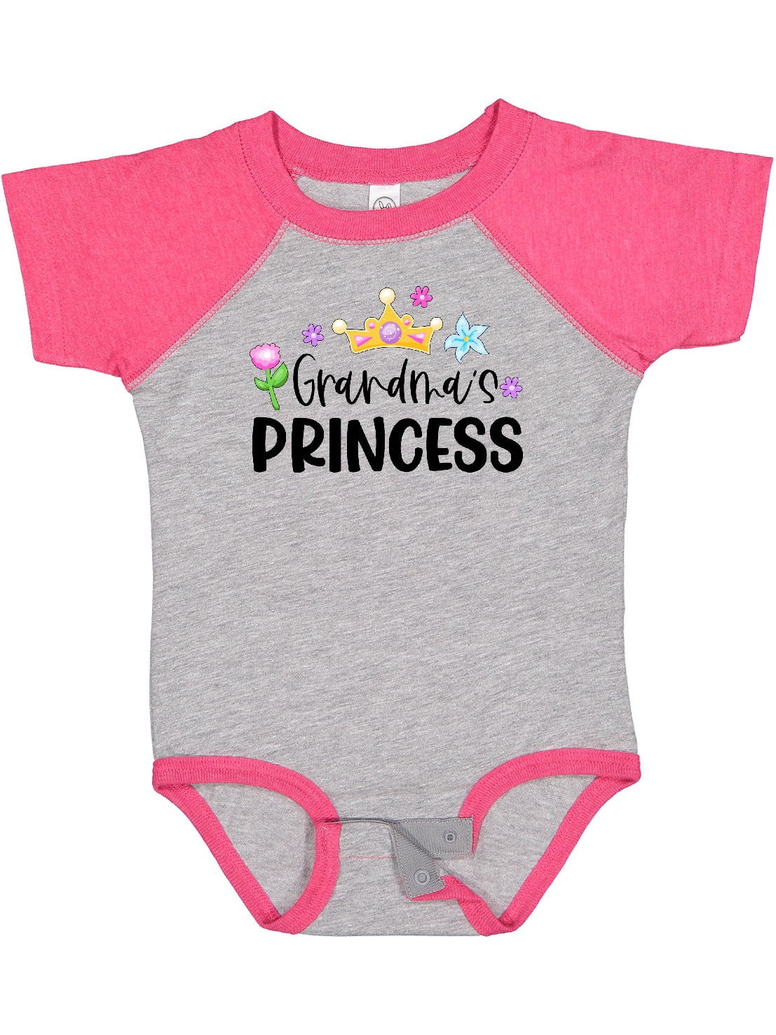 Inktastic Grandma's Princess Crown and Flowers Girls Baby Bodysuit ...