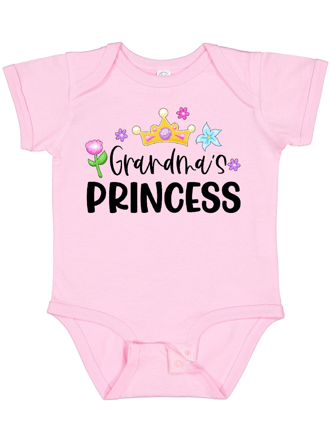 Inktastic Grandma's Princess Crown and Flowers Girls Baby Bodysuit ...