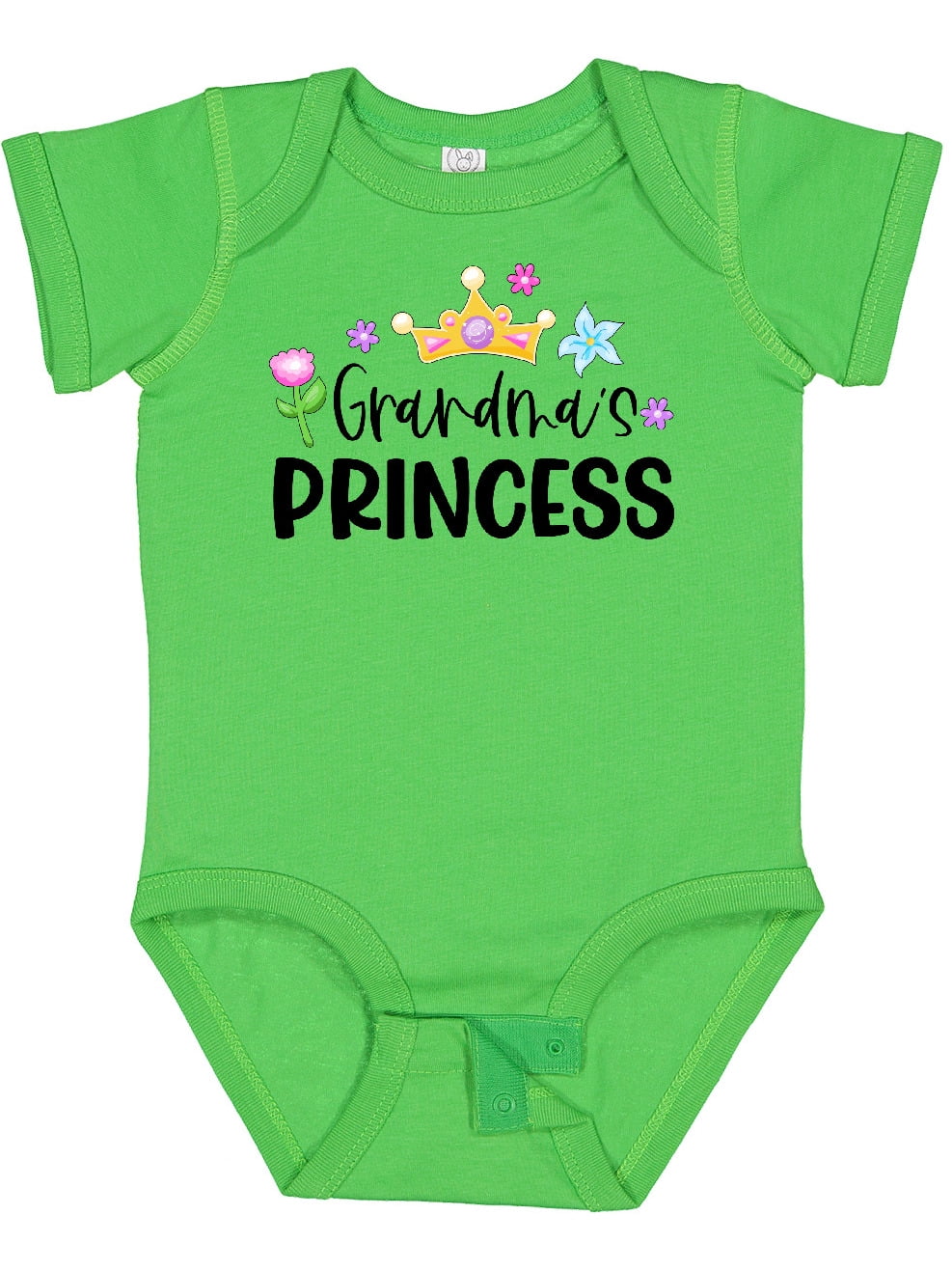 Inktastic Grandma's Princess Crown and Flowers Girls Baby Bodysuit ...