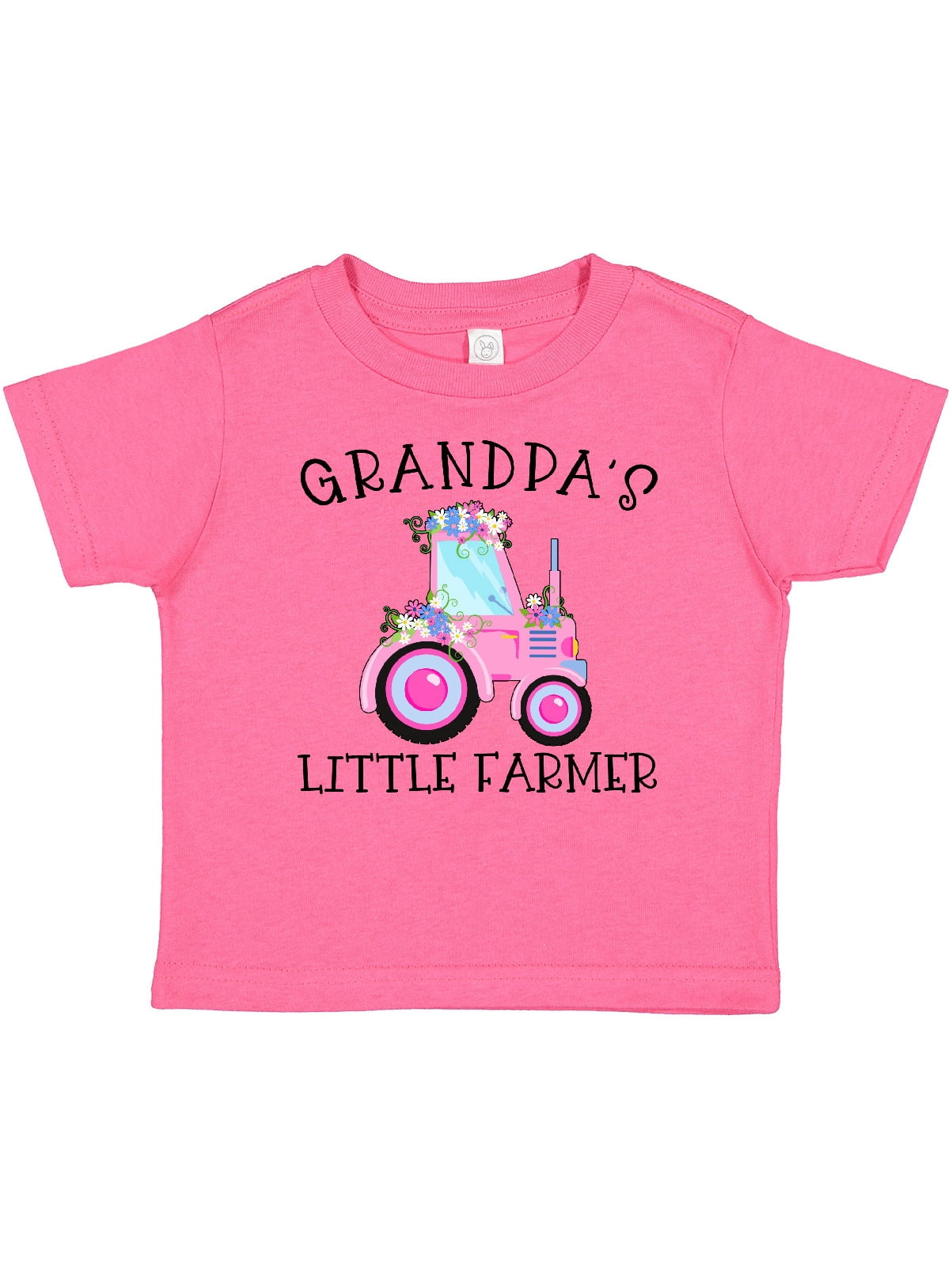Inktastic Grandpa's Little Farmer Pink Tractor and Flowers Boys or ...