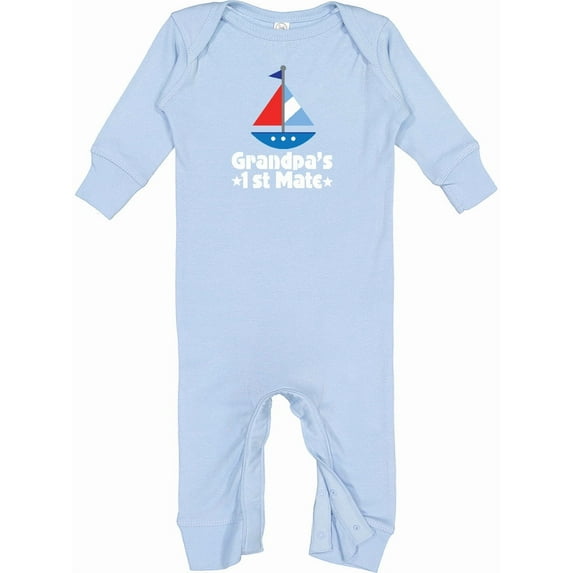 Inktastic Grandpas First Mate Nautical Sailboat Baby Romper Coveralls ...