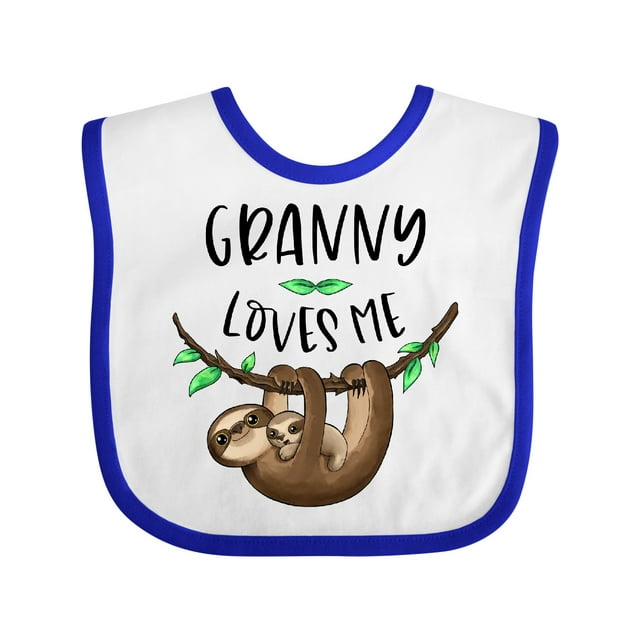 Inktastic Granny Loves Me Cute Sloth and Baby Boys or Girls Baby Bib - Walmart.com