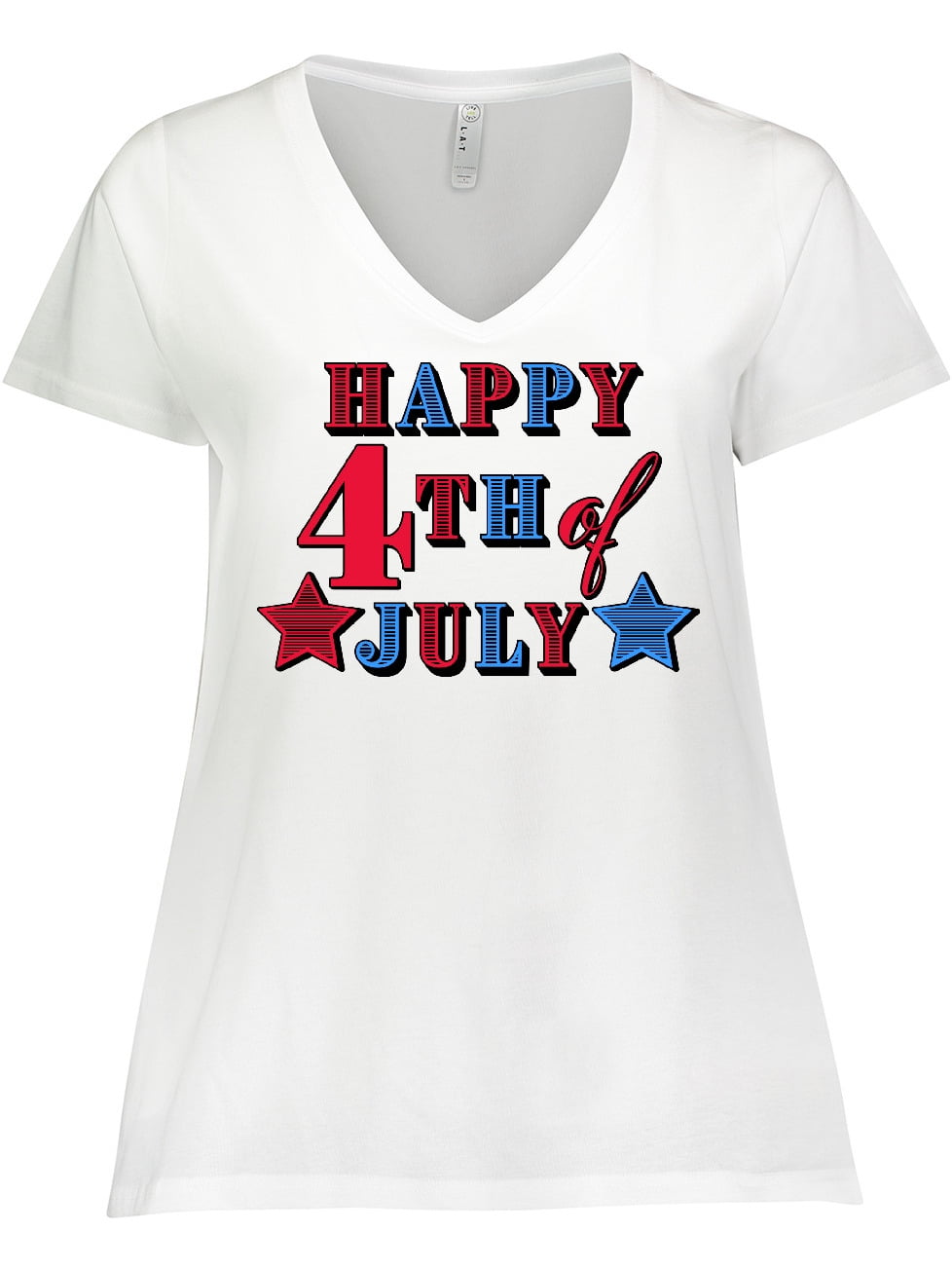 Inktastic Happy Fourth of July Stars Women's Plus Size V-Neck T-Shirt ... Inktastic Happy Fourth of July Stars Women's Plus Size V-Neck T-Shirt ...