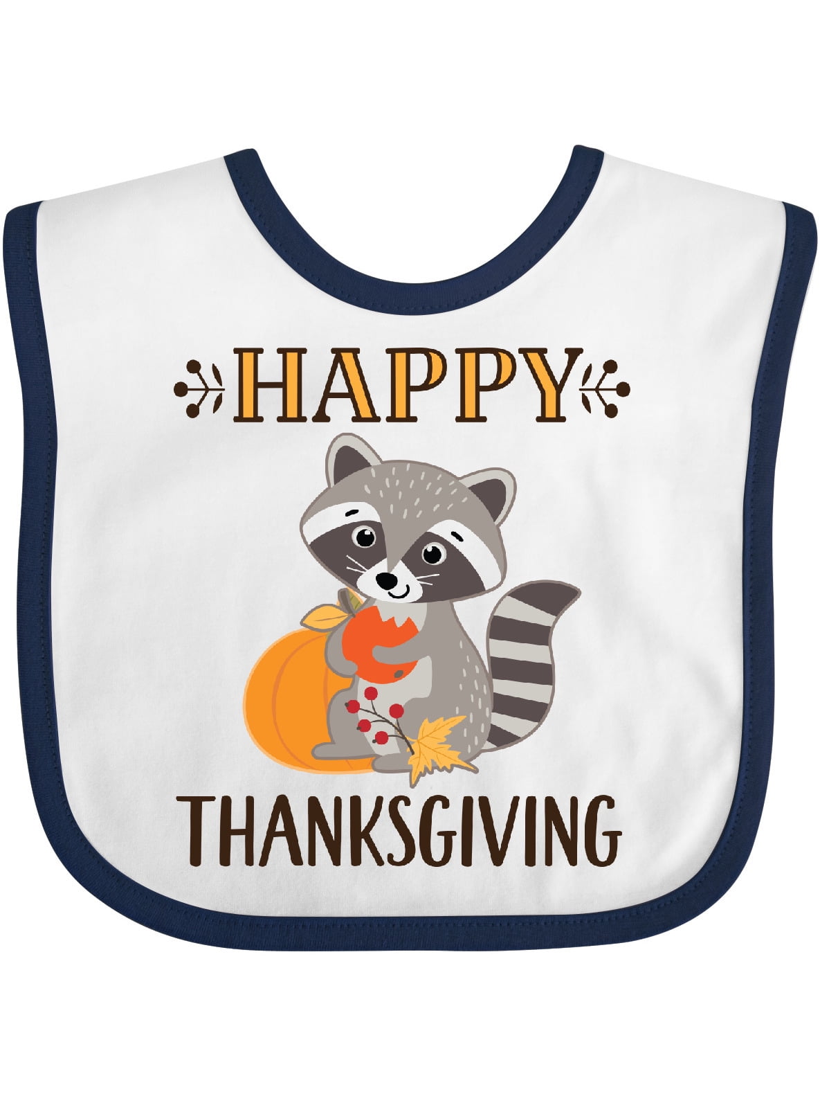 Inktastic Happy Thanksgiving Holiday Raccoon Boys or Girls Baby Bib ...