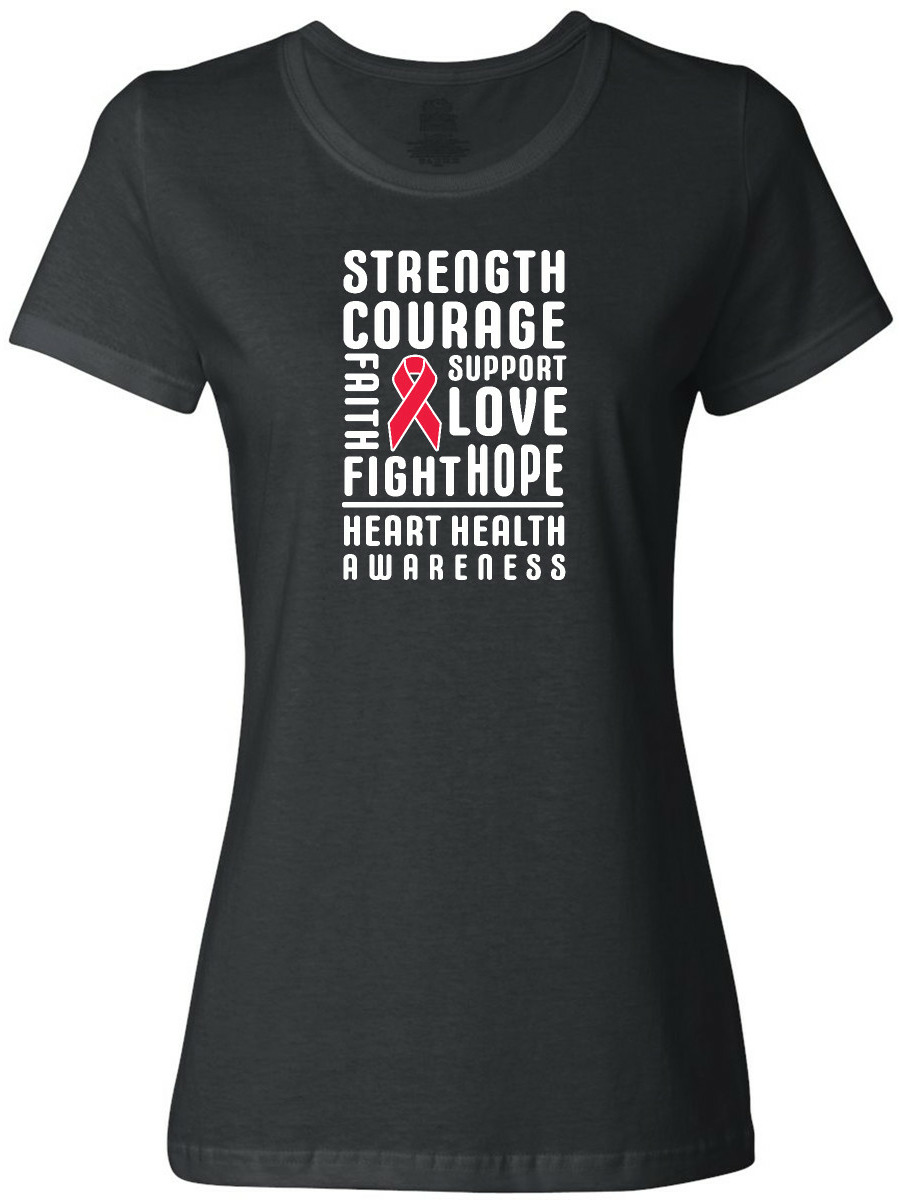 Inktastic Heart Health Awareness Strength Courage Support Women's T-Shirt - Walmart.com
