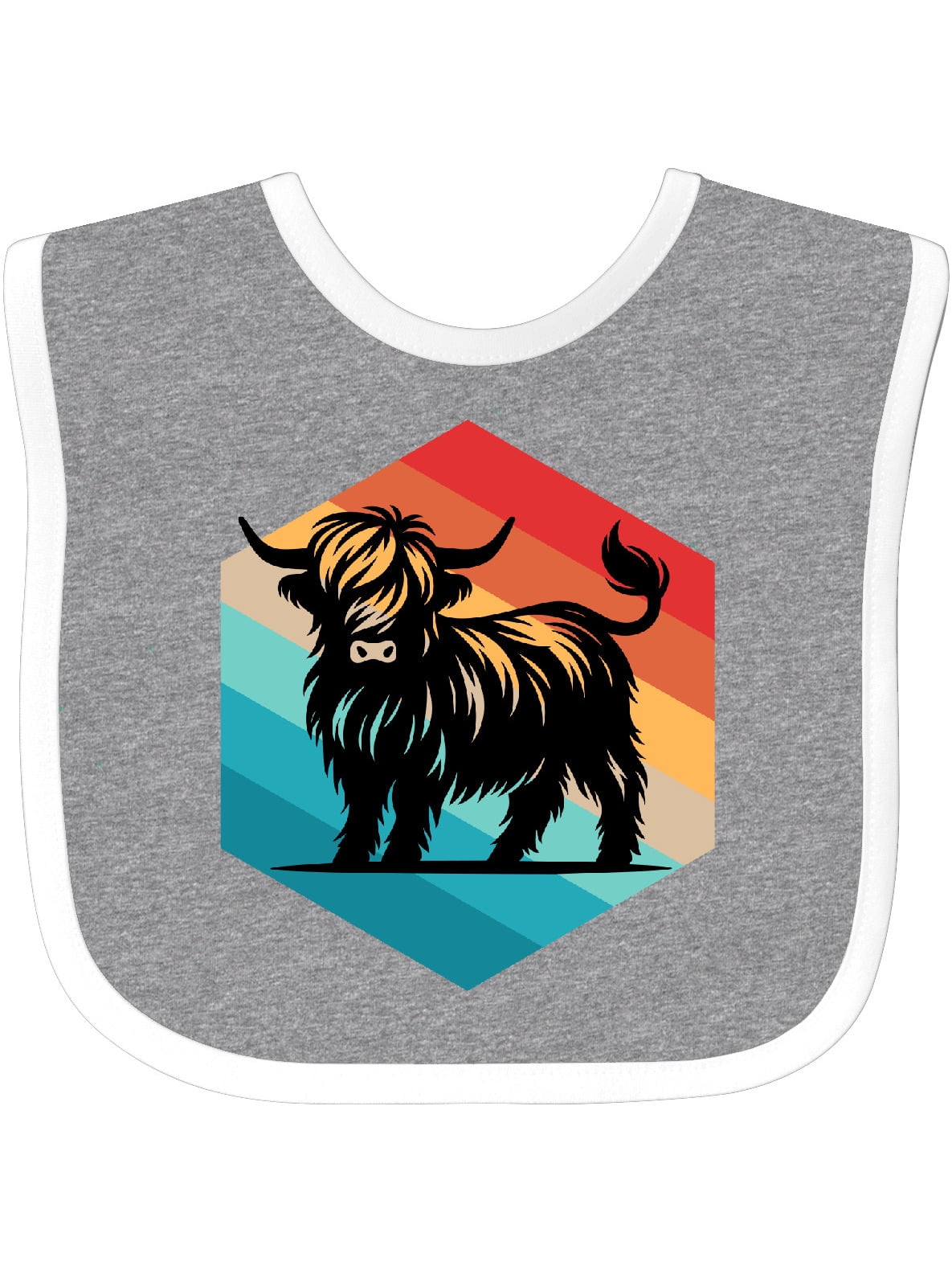 Inktastic Highland Cow Retro Sunset Boys or Girls Baby Bib - Walmart.com