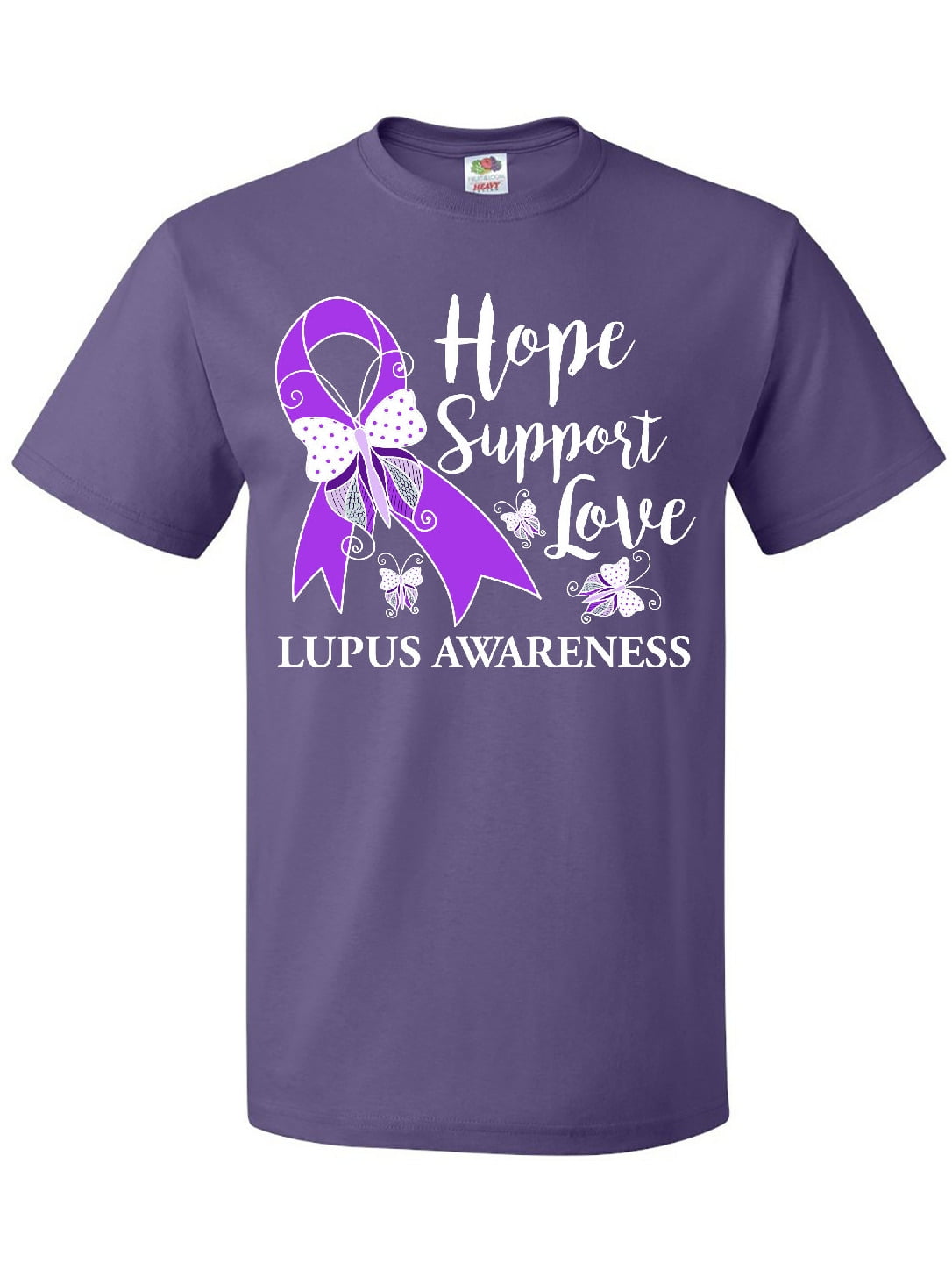 Inktastic Hope Support Love Lupus Awareness with Ribbon and Butterflies T-Shirt - Walmart.com