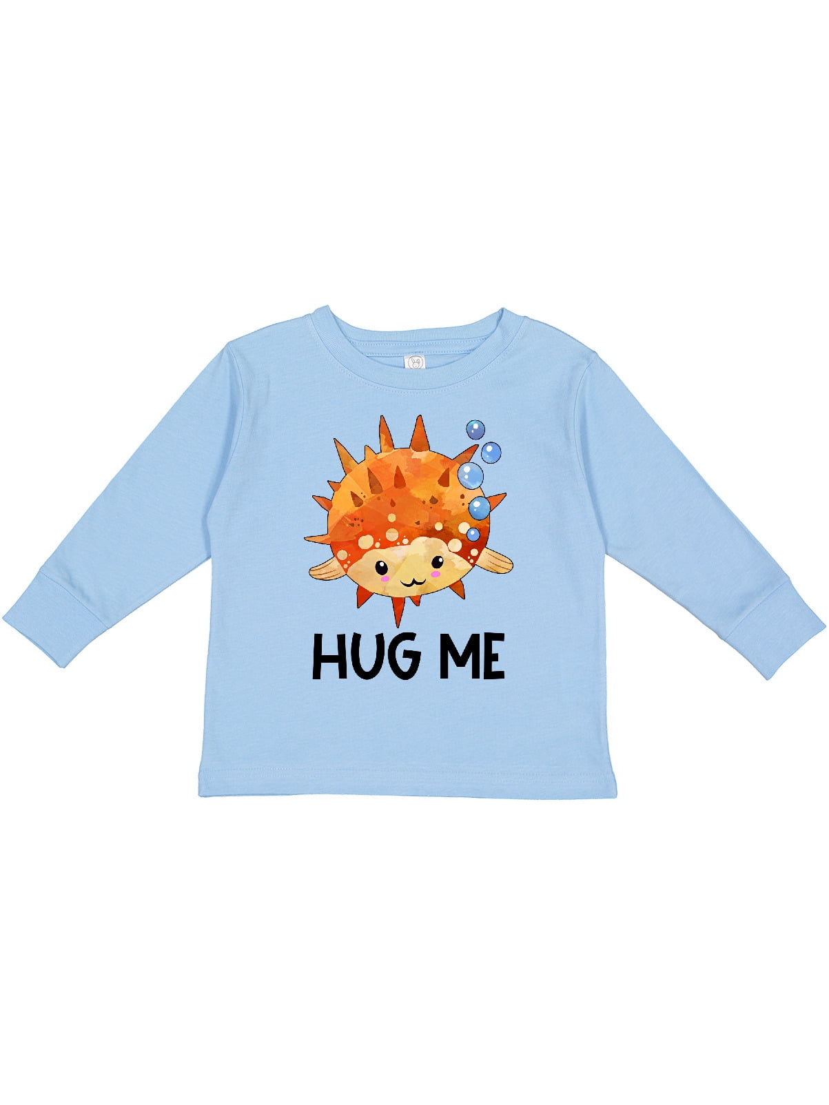 Inktastic Hug Me Cute Pufferfish with Bubbles Boys or Girls Long Sleeve ...
