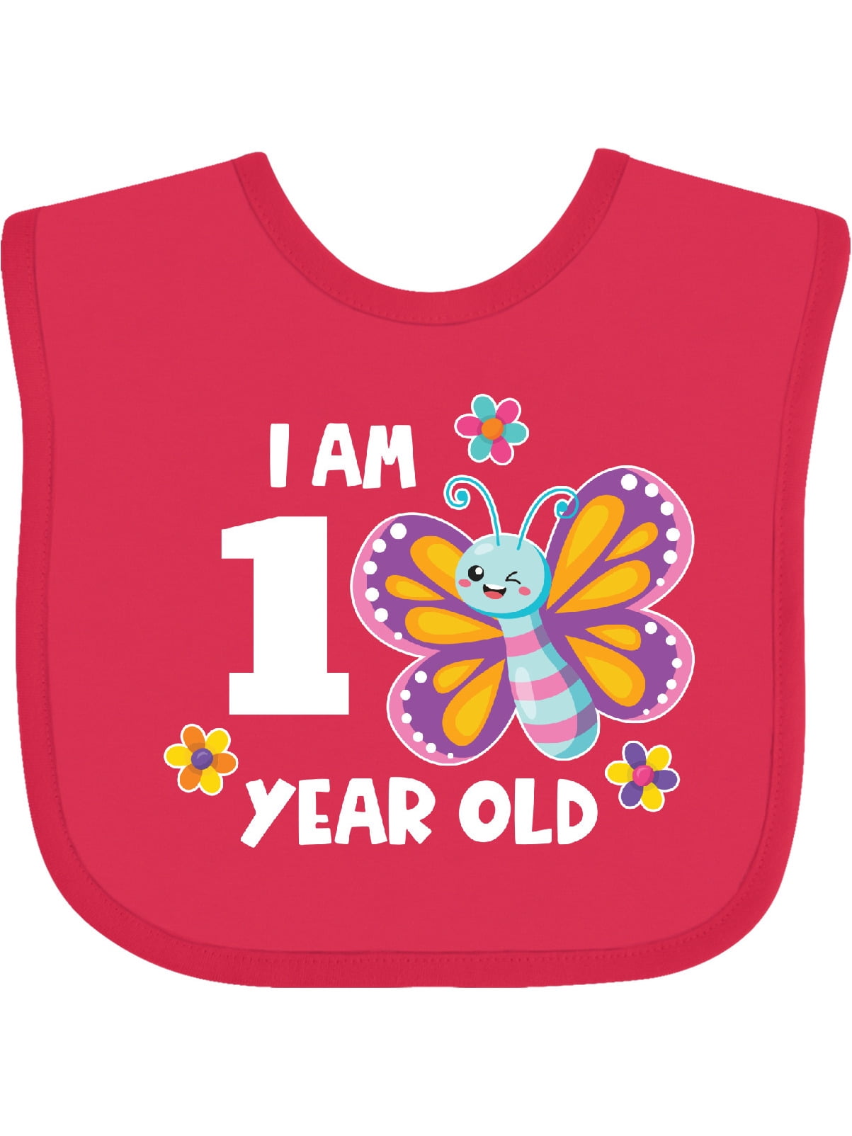 Inktastic I Am 1 Year Old Cute Smiling Butterfly with Flowers Girls ...