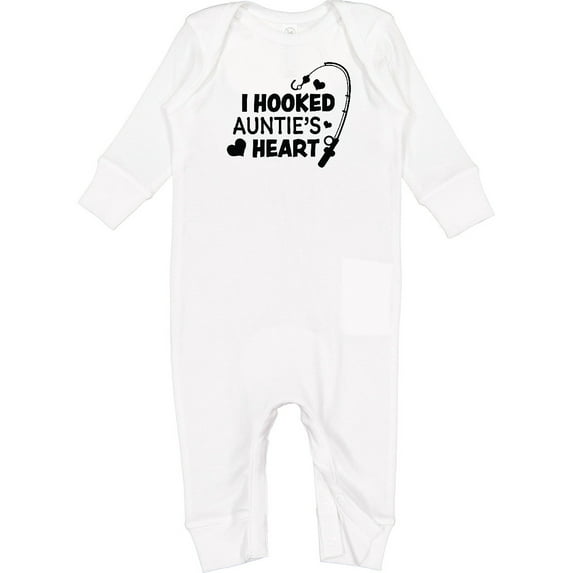Inktastic I Hooked Auntie's Heart with Fishing Rod Baby Romper ...