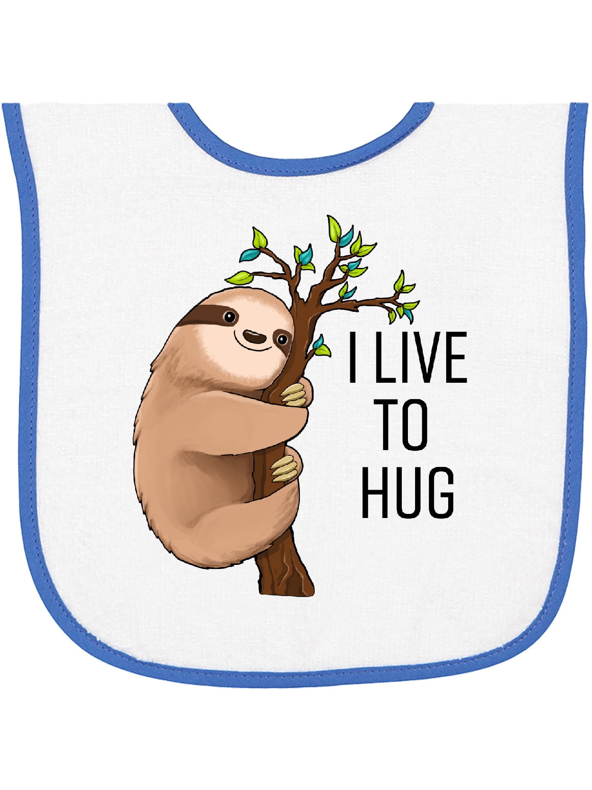 Inktastic I Live to Hug Cute Sloth on a Branch Baby Terry Cloth Bib ...