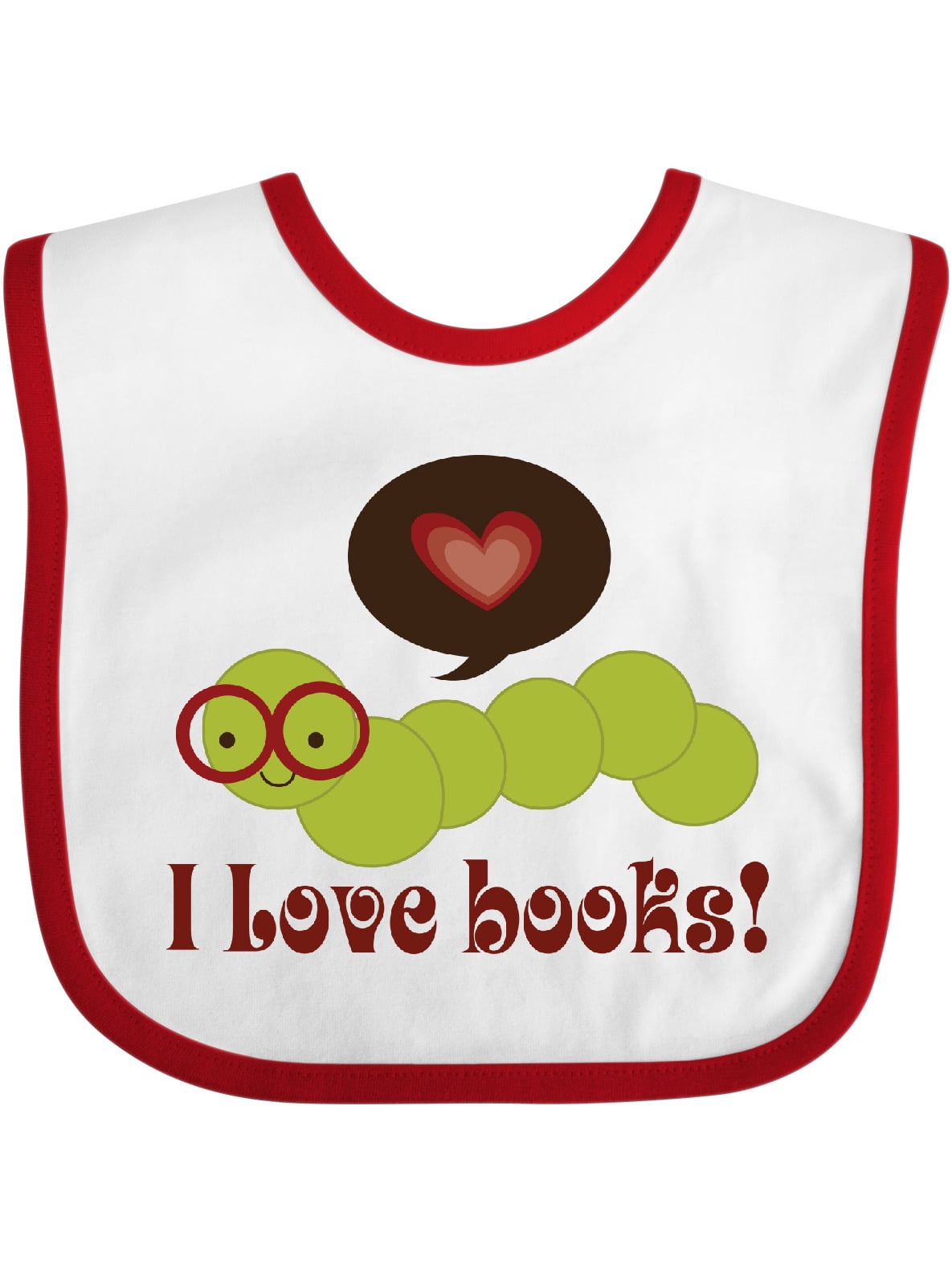 Inktastic I Love Books Bookworm Boys or Girls Baby Bib - Walmart ...