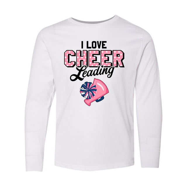 Inktastic I Love Cheerleading with Pom Poms and Megaphone Long Sleeve ...