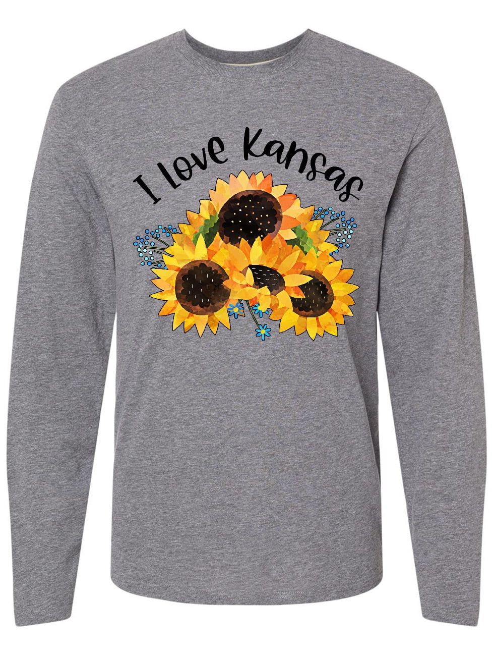Inktastic I Love Kansas with Sunflowers Long Sleeve T-Shirt - Walmart.com