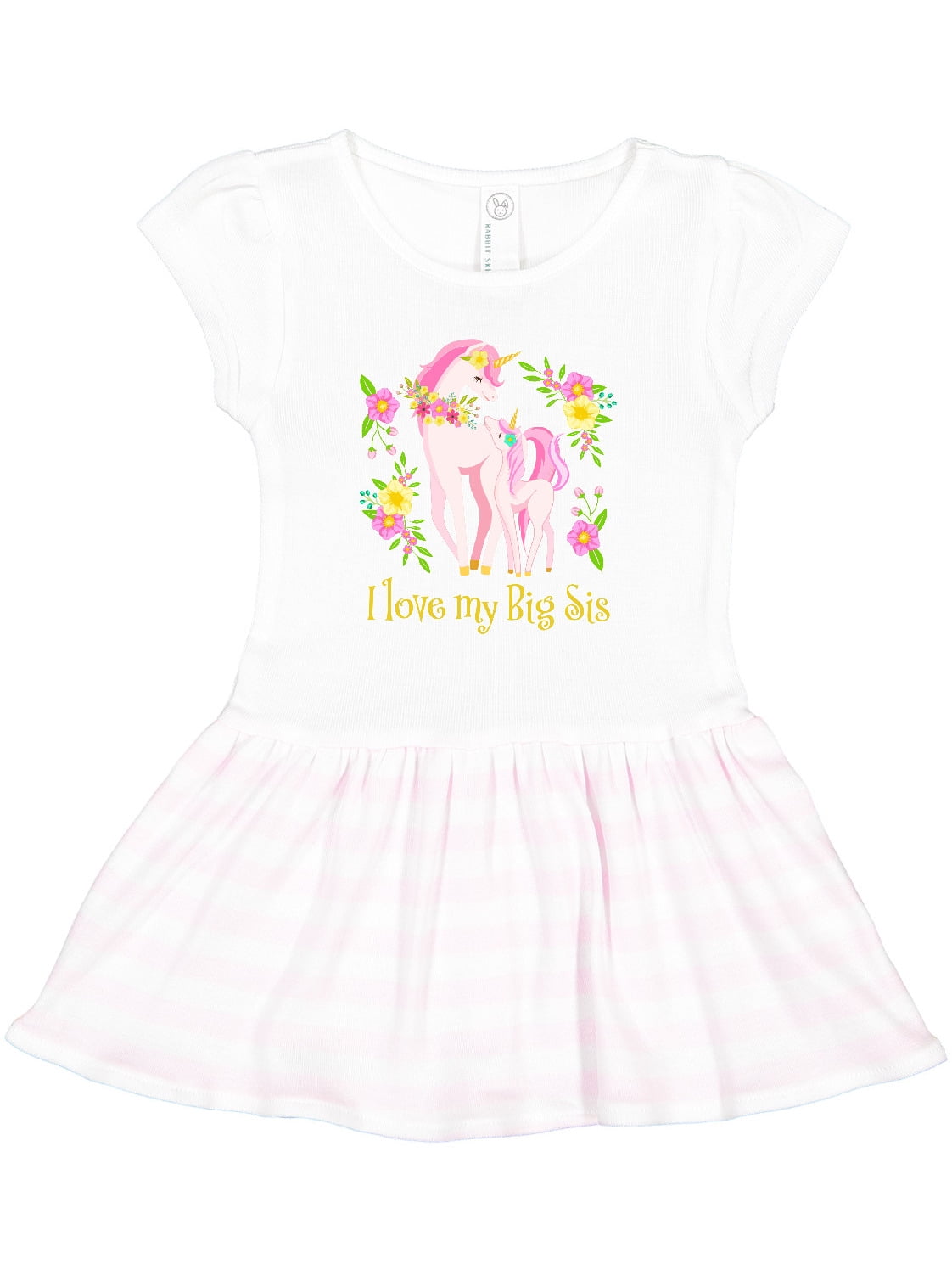 Inktastic I Love My Big Sis Unicorn with Pink and Yellow Flowers Girls ...