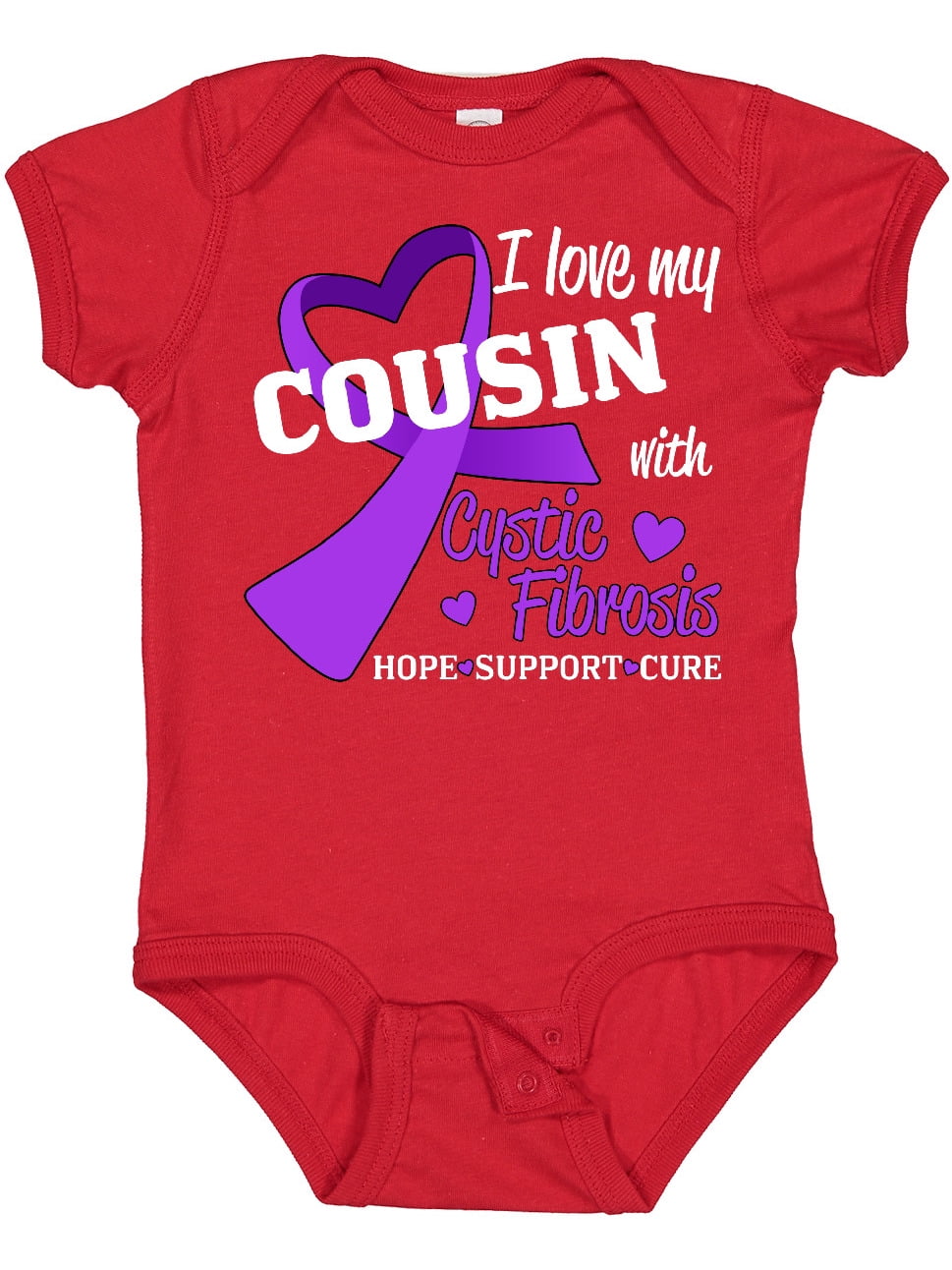 Inktastic I Love My Cousin with Cystic Fibrosis Hope, Support, Cure Boys or Girls Baby Bodysuit ...