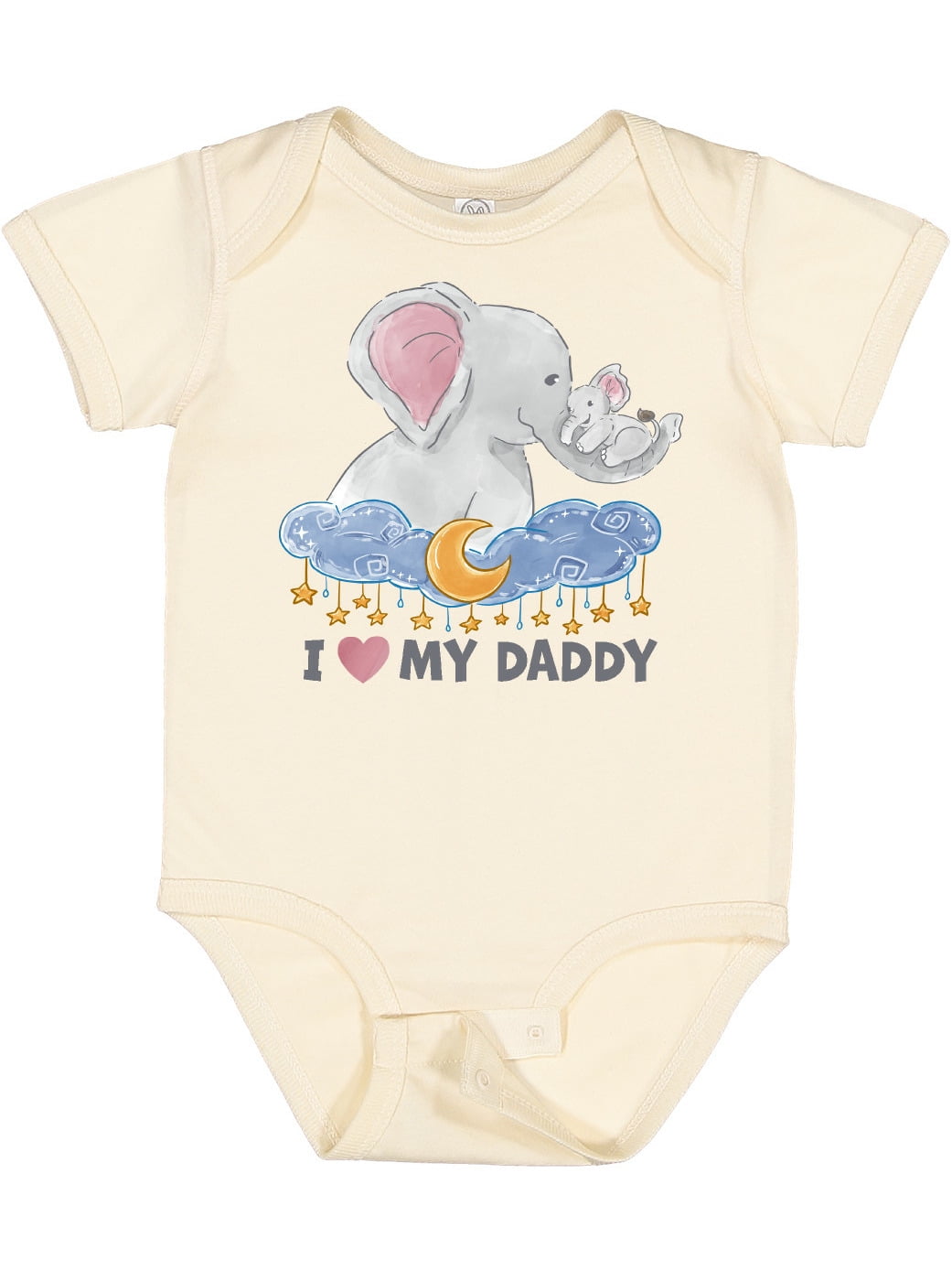 Inktastic I Love My Daddy Cute Elephants with Moon and Stars Boys or Girls Baby Bodysuit ...
