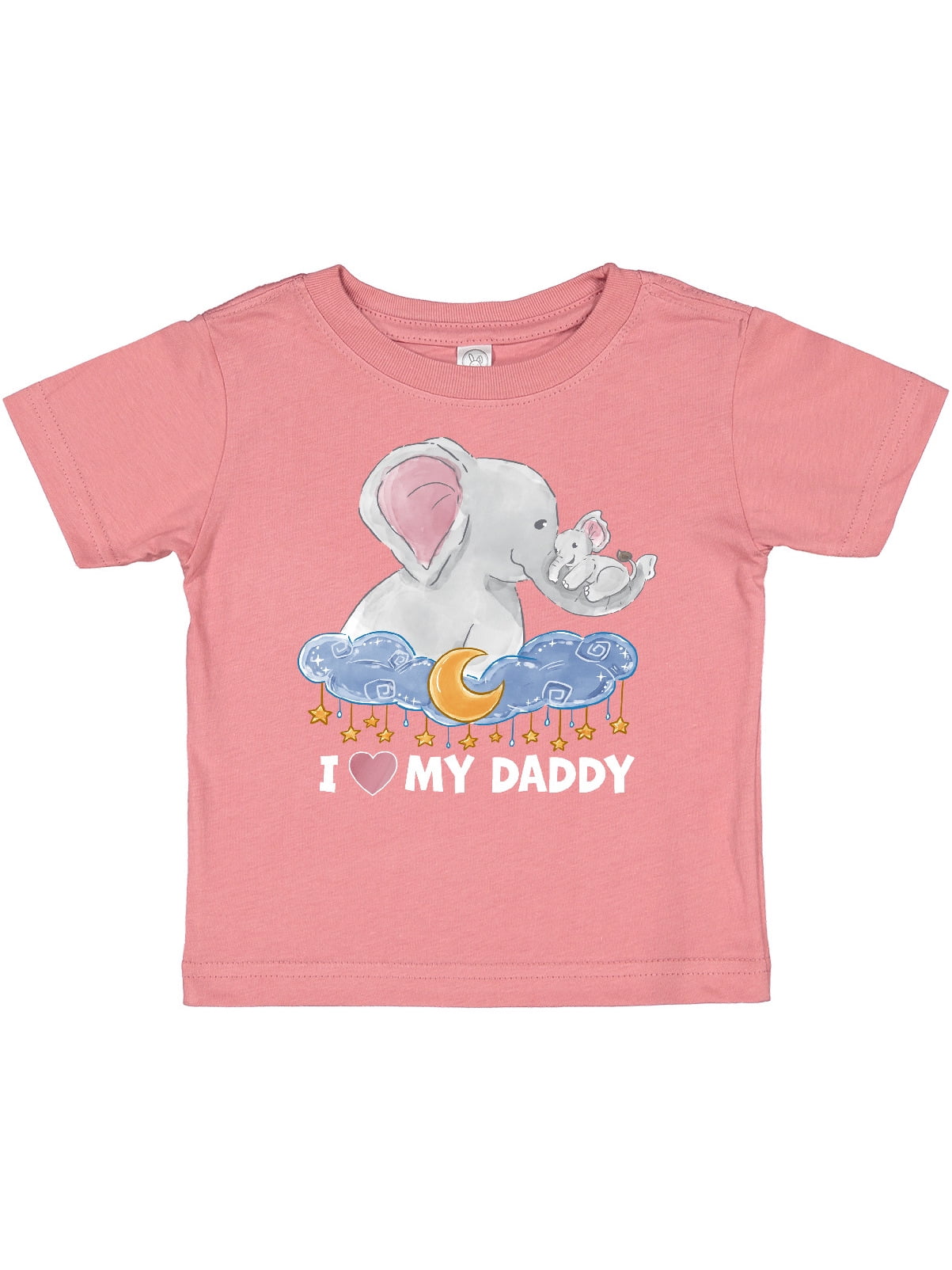 Inktastic I Love My Daddy Cute Elephants with Moon and Stars Boys or Girls Baby T-Shirt ...