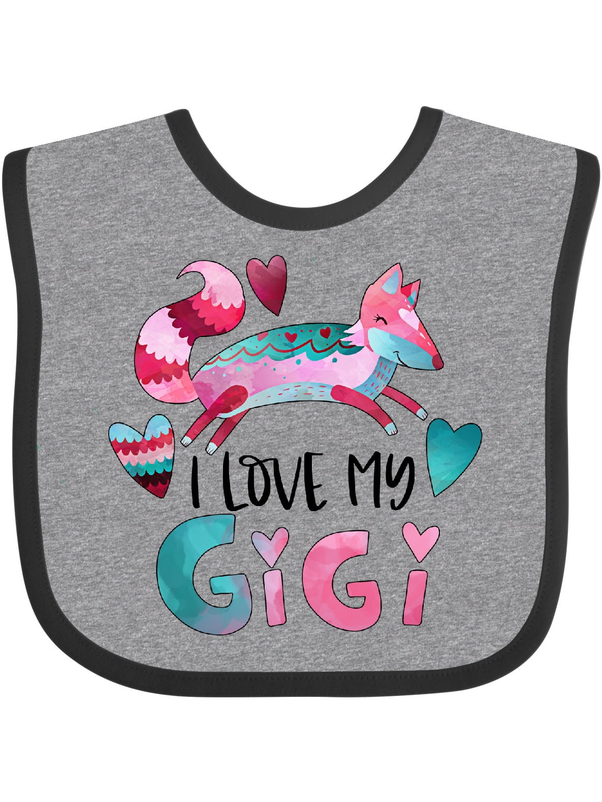 Inktastic I Love My Gigi Pink and Blue Fox with Hearts Boys or Girls Baby Bib - Walmart.com