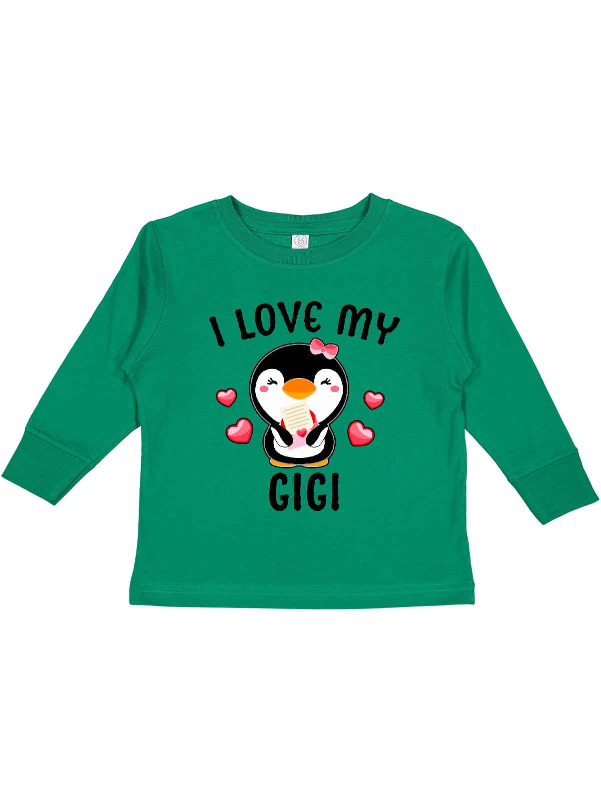Inktastic I Love My Gigi with Cute Penguin and Hearts Girls Long Sleeve ...