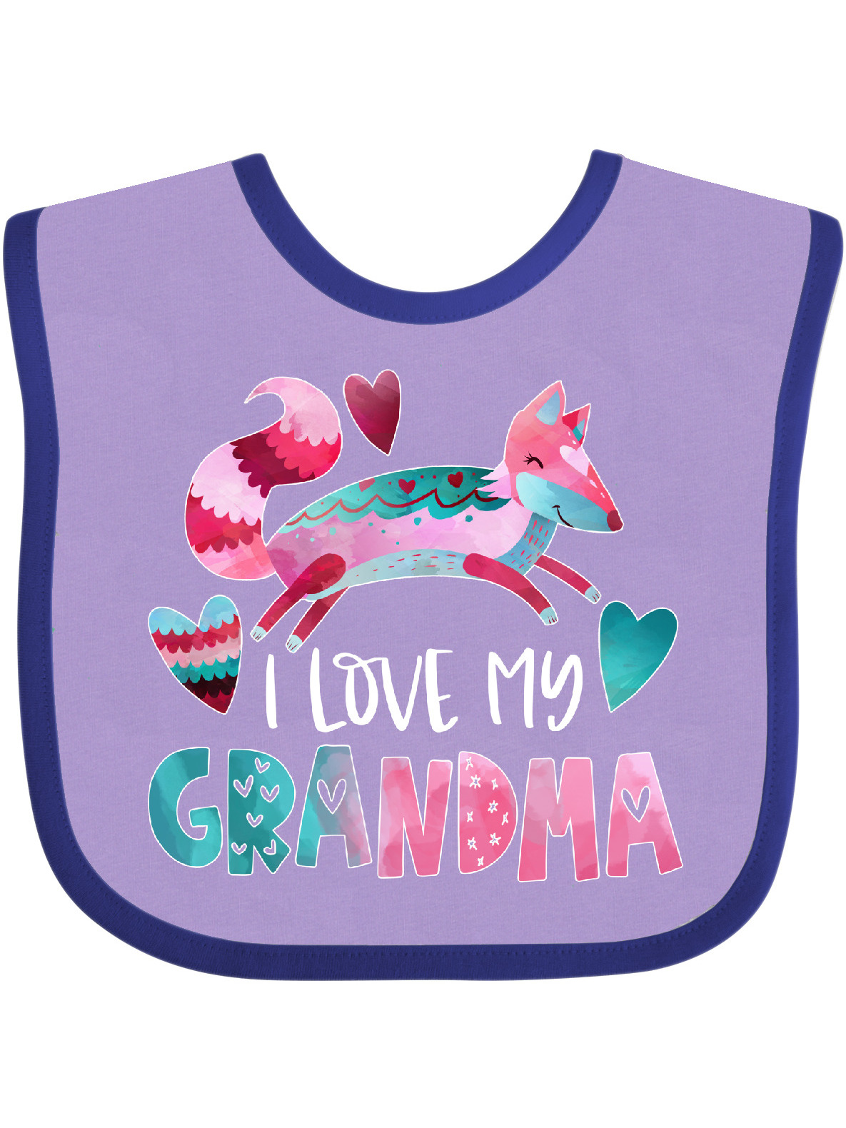 Inktastic I Love My Grandma Pink and Blue Fox with Hearts Boys or Girls Baby Bib - Walmart.com