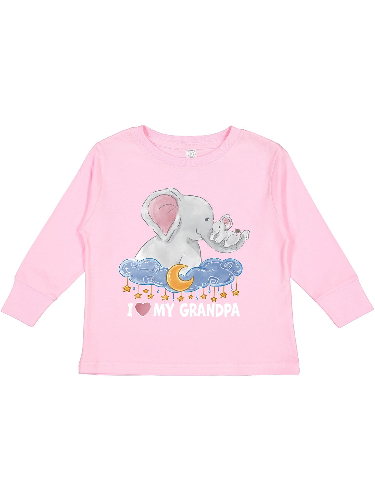 Inktastic I Love My Grandpa Cute Elephants with Moon and Stars Boys or Girls Long Sleeve Toddler ...