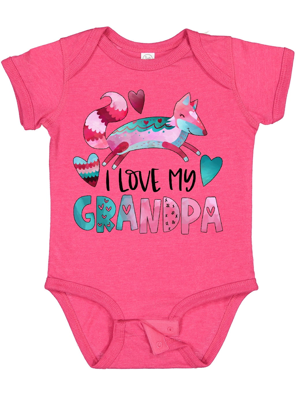 Inktastic I Love My Grandpa Pink and Blue Fox with Hearts Boys or Girls Baby Bodysuit - Walmart.com