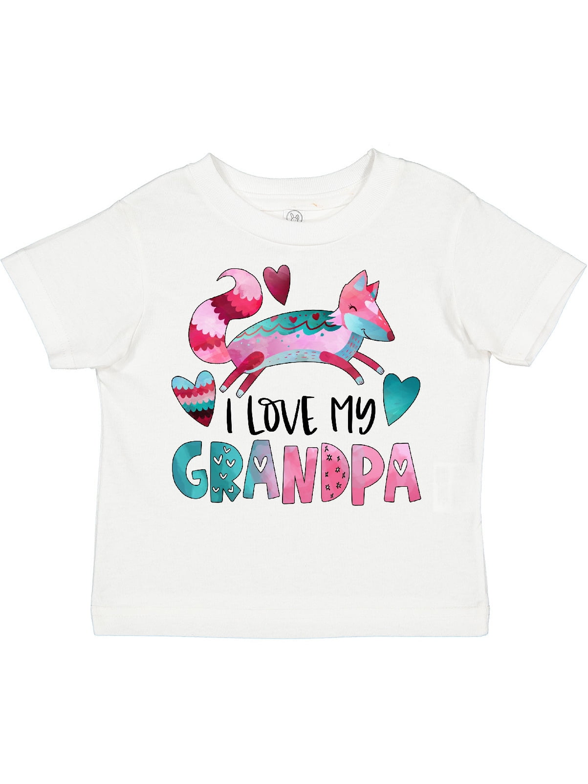 Inktastic I Love My Grandpa Pink and Blue Fox with Hearts Boys or Girls Toddler T-Shirt ...