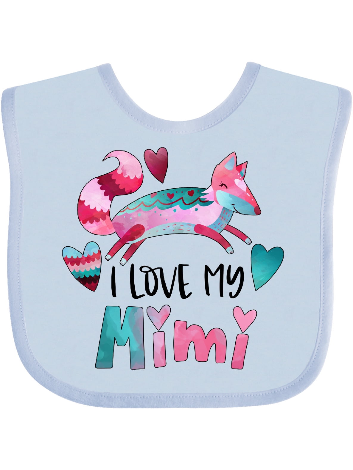 Inktastic I Love My Mimi Pink and Blue Fox with Hearts Boys or Girls Baby Bib - Walmart.com