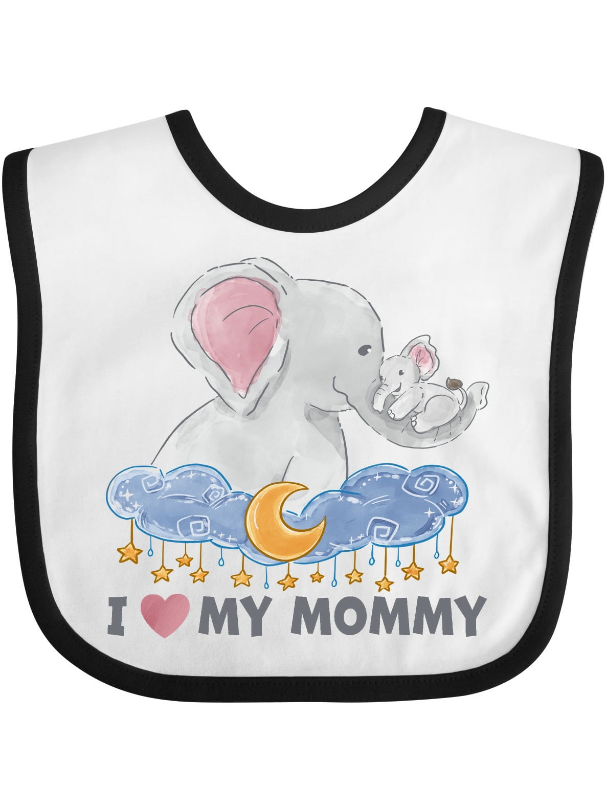 Inktastic I Love My Mommy Cute Elephants with Moon and Stars Boys or Girls Baby Bib - Walmart.com