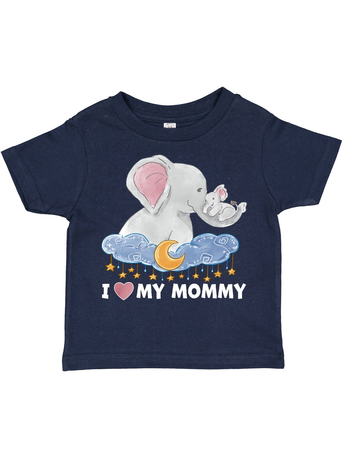 Inktastic I Love My Mommy Cute Elephants with Moon and Stars Boys or Girls Toddler T-Shirt ...
