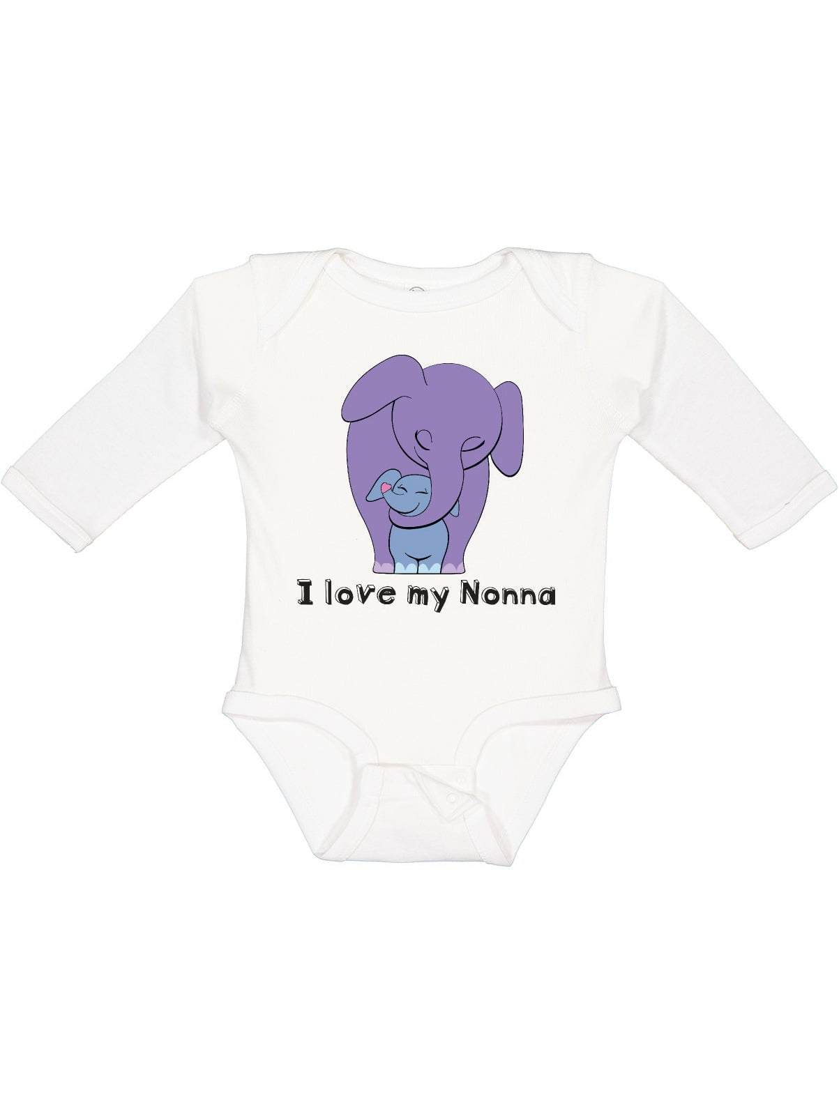 Inktastic I Love My Nonna Elephant Purple Blue Boys Long Sleeve Baby Bodysuit - Walmart.com