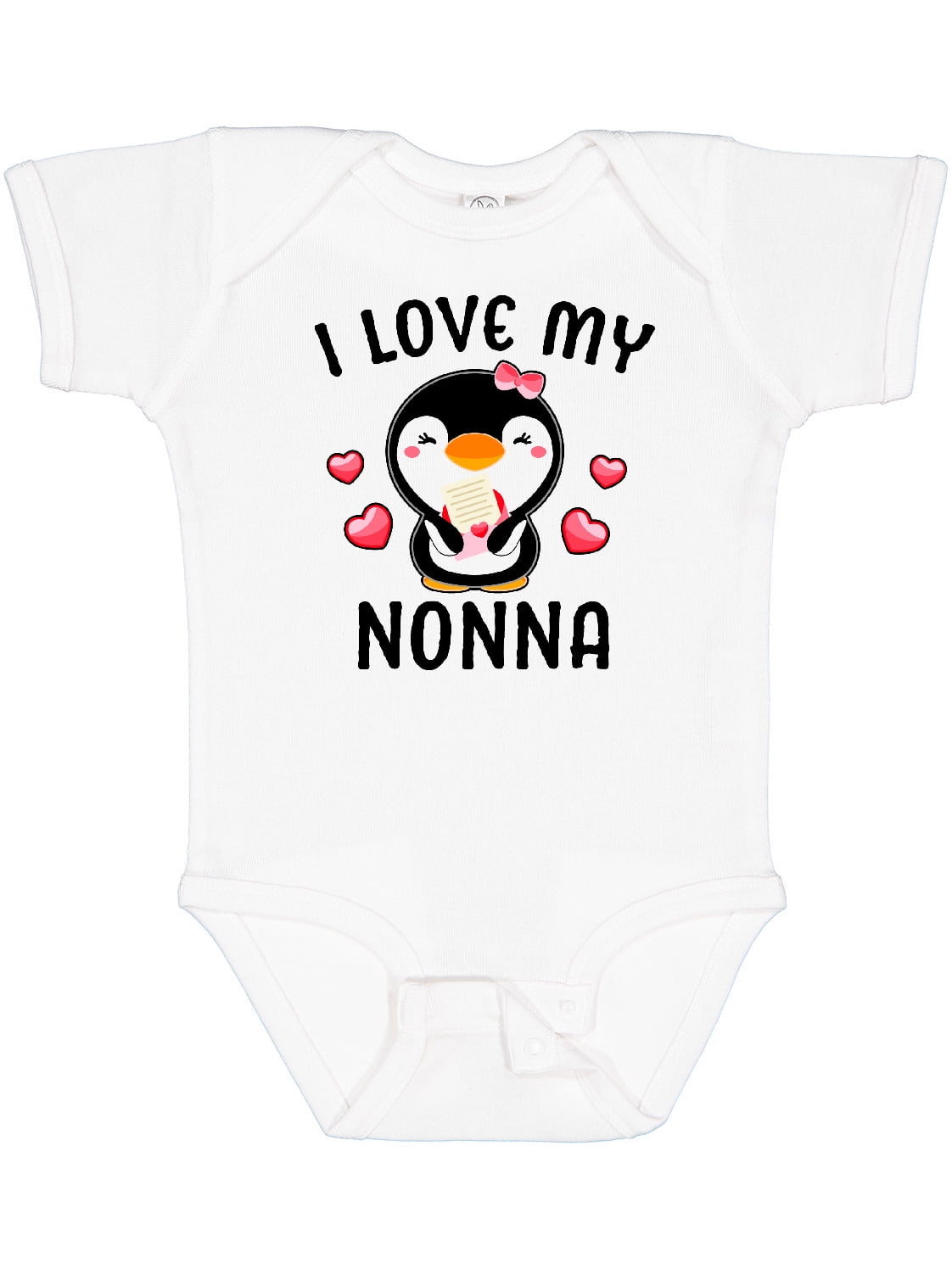Inktastic I Love My Nonna with Cute Penguin and Hearts Girls Baby Bodysuit - Walmart.com