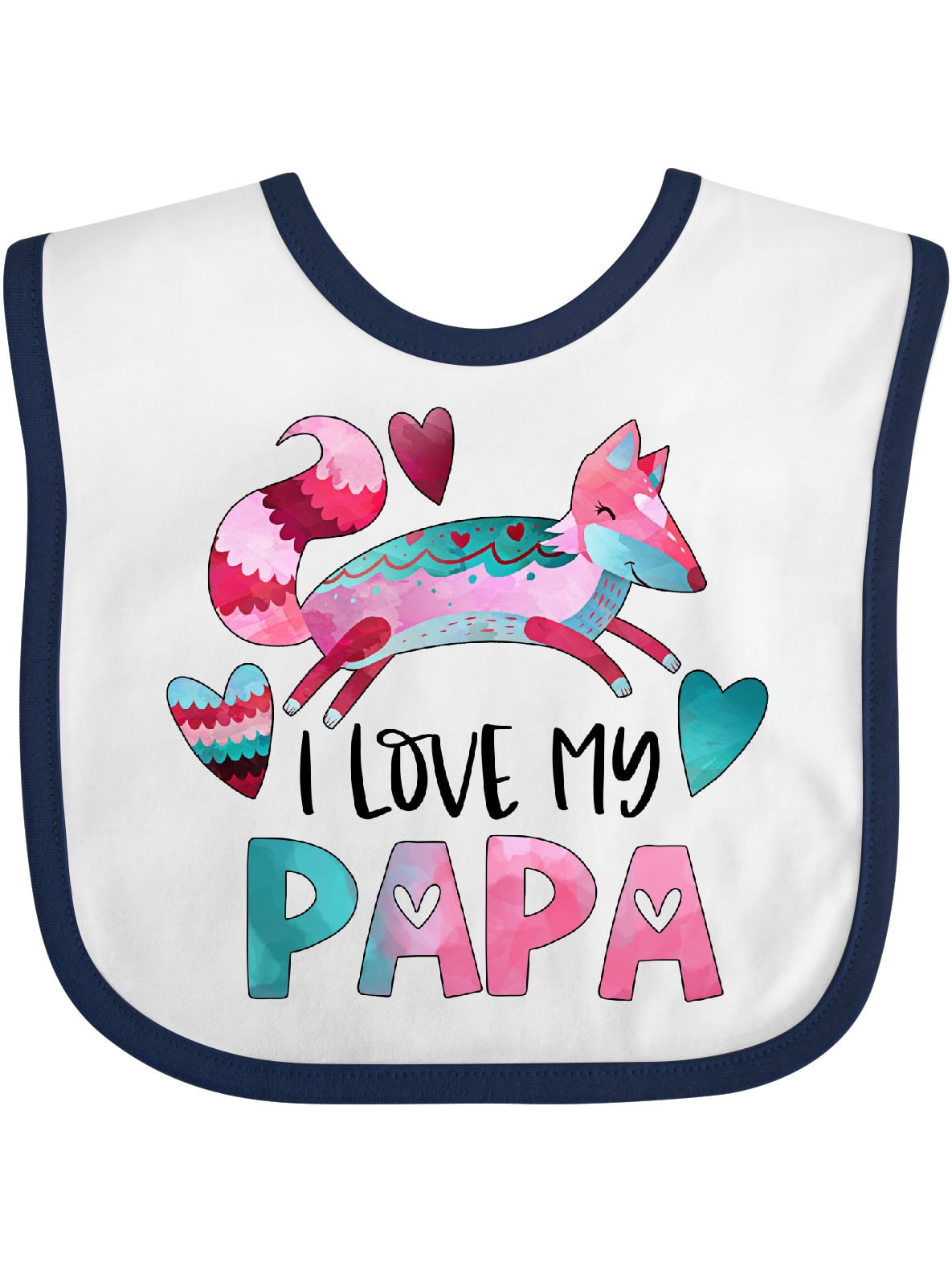 Inktastic I Love My Papa Pink and Blue Fox with Hearts Boys or Girls Baby Bib - Walmart.com