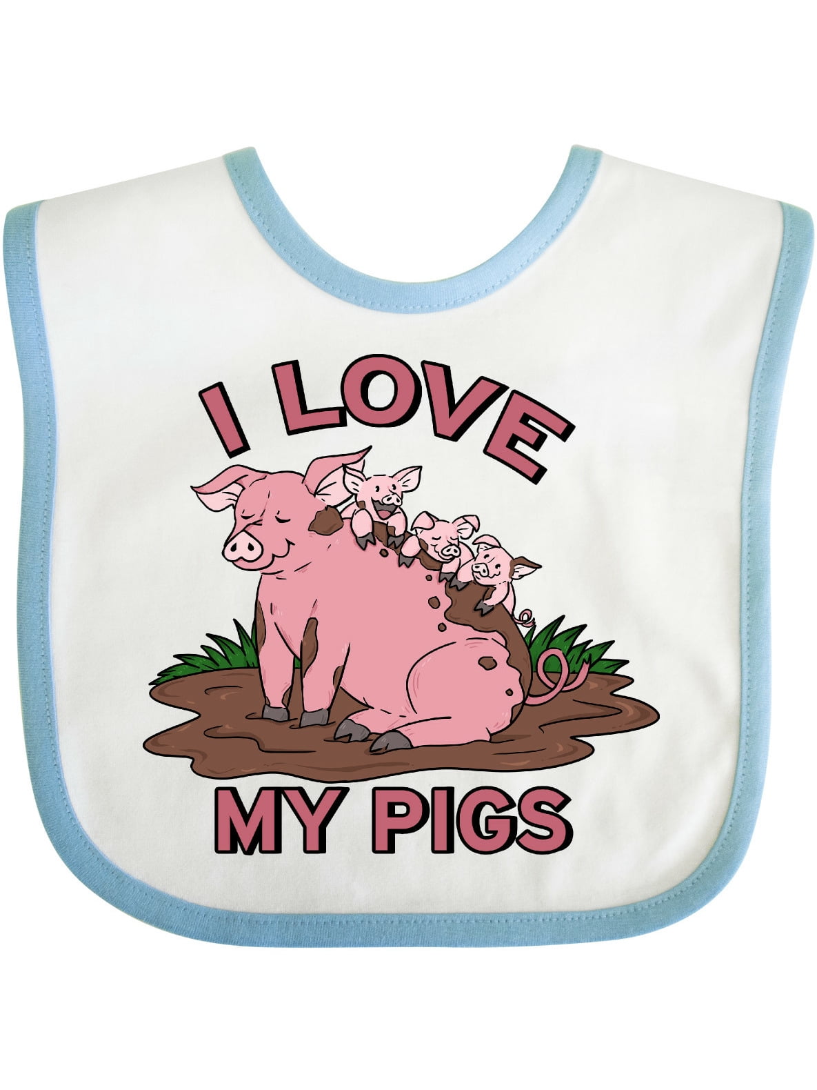 Inktastic I Love My Pigs with Cute Pig Family Boys or Girls Baby Bib ...