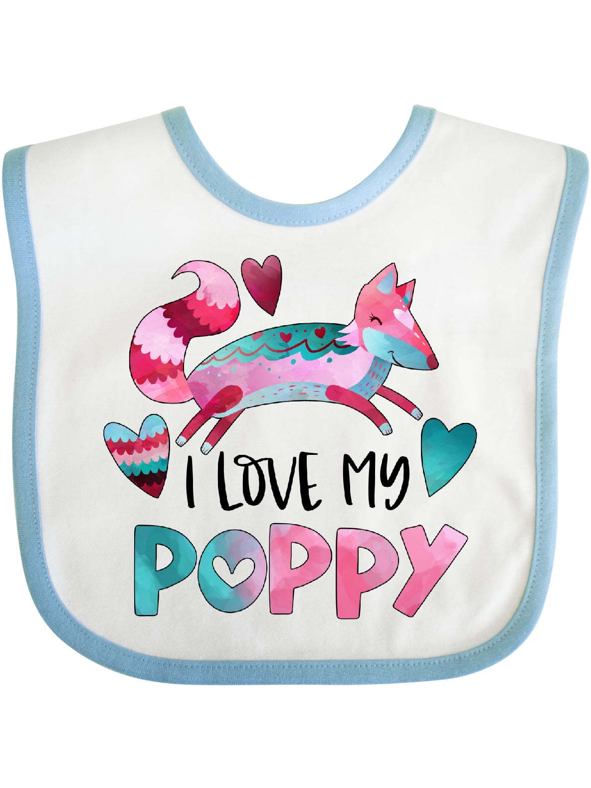 Inktastic I Love My Poppy Pink and Blue Fox with Hearts Boys or Girls ...