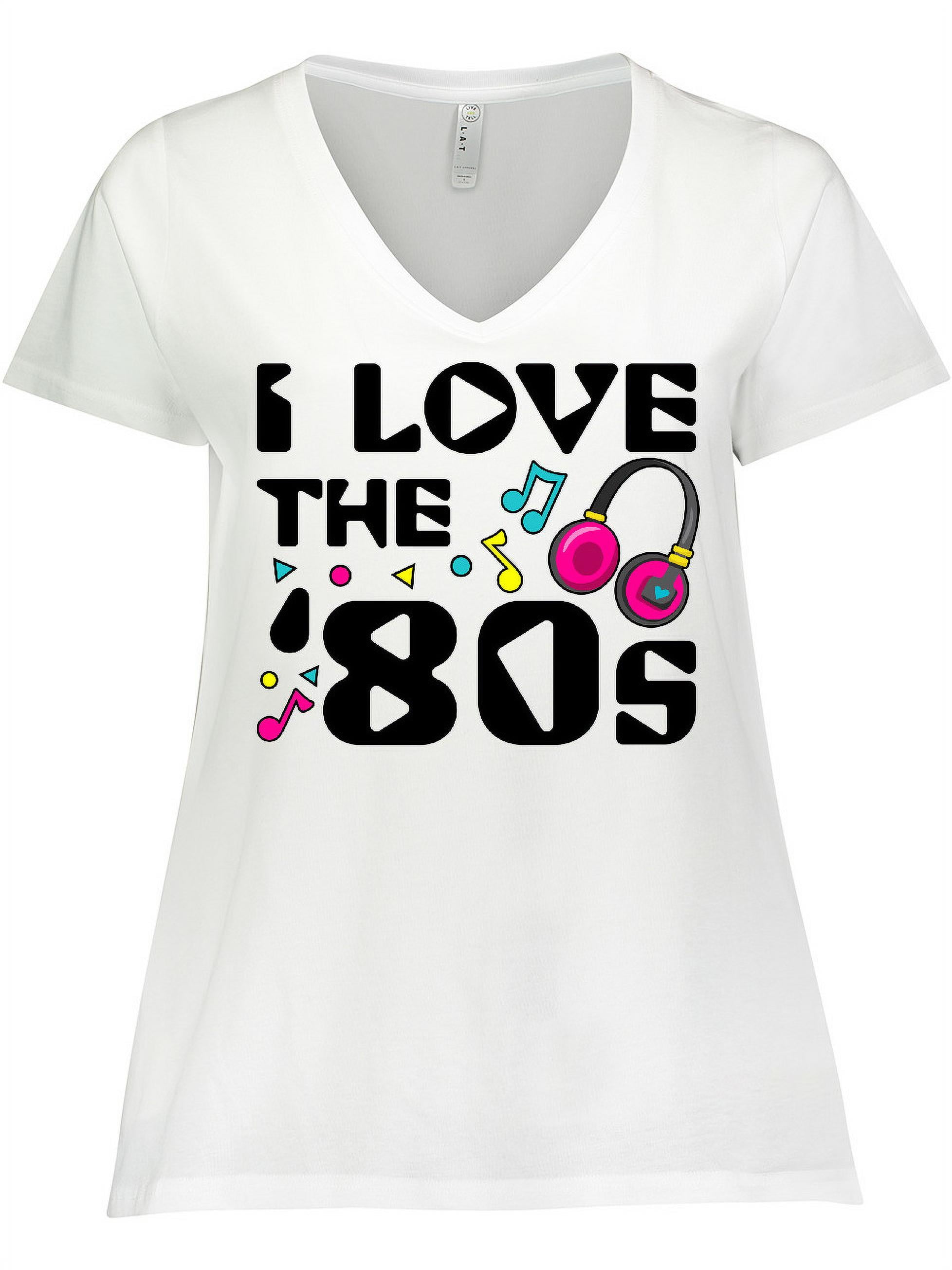 Inktastic I Love the '80s-musical Notes Women's Plus Size V-Neck T ...