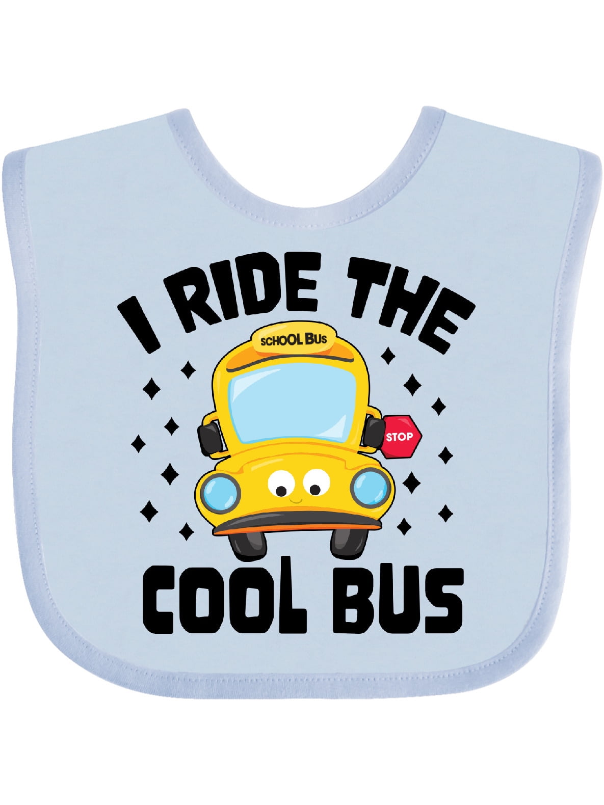 Inktastic I Ride the Cool Bus with Yellow Bus Boys or Girls Baby Bib ...