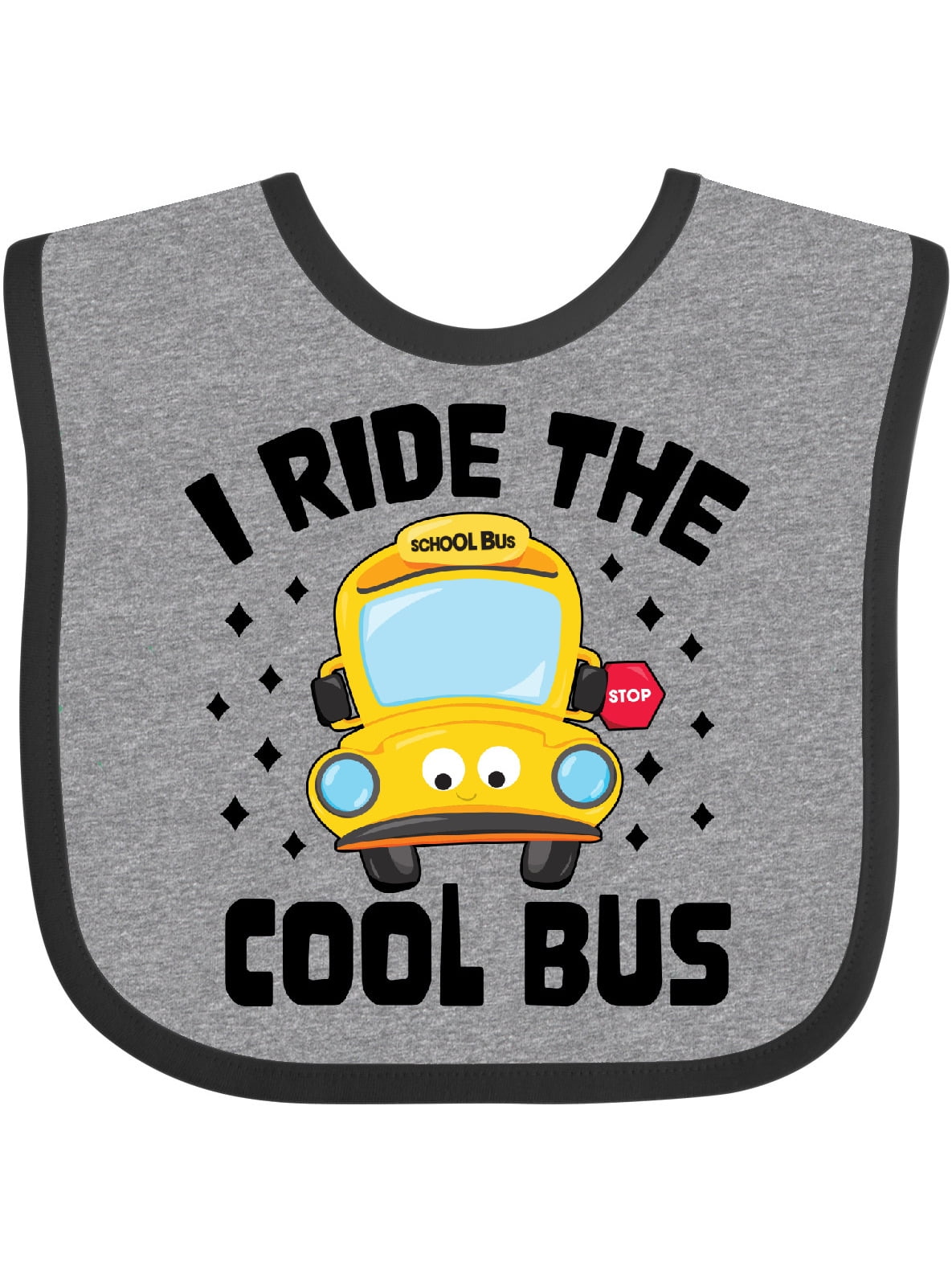Inktastic I Ride the Cool Bus with Yellow Bus Boys or Girls Baby Bib ...