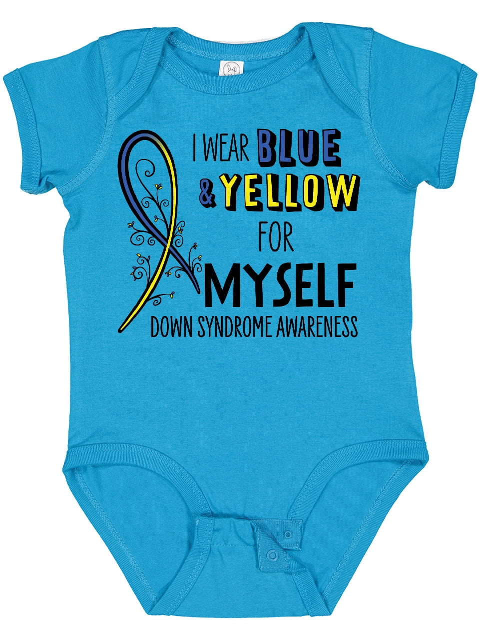 Inktastic I Wear Blue and Yellow for Myself- Down Syndrome awareness Boys or Girls Baby Bodysuit ...