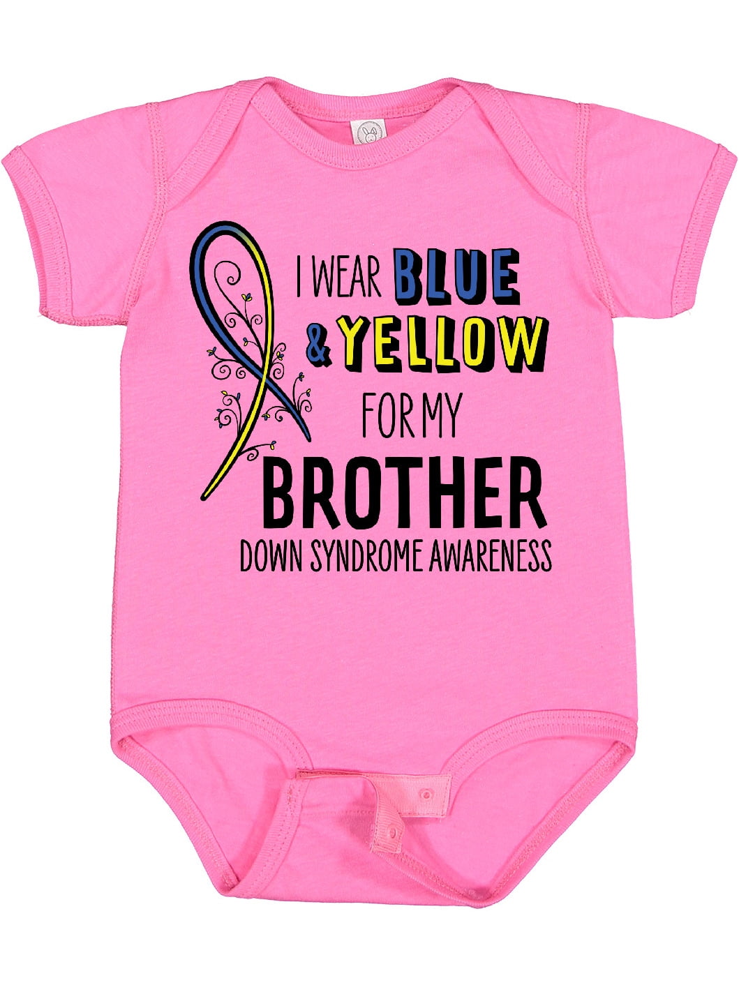 Inktastic I Wear Blue and Yellow for my Brother- Down Syndrome awareness Boys or Girls Baby ...