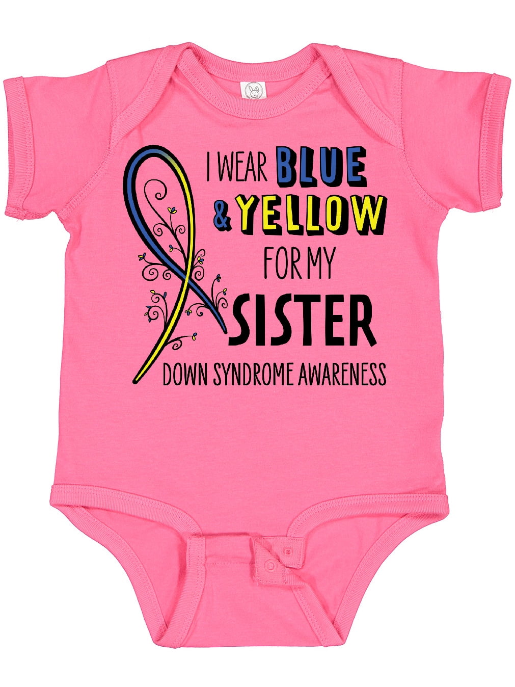 Inktastic I Wear Blue and Yellow for my Sister- Down Syndrome awareness Boys or Girls Baby ...