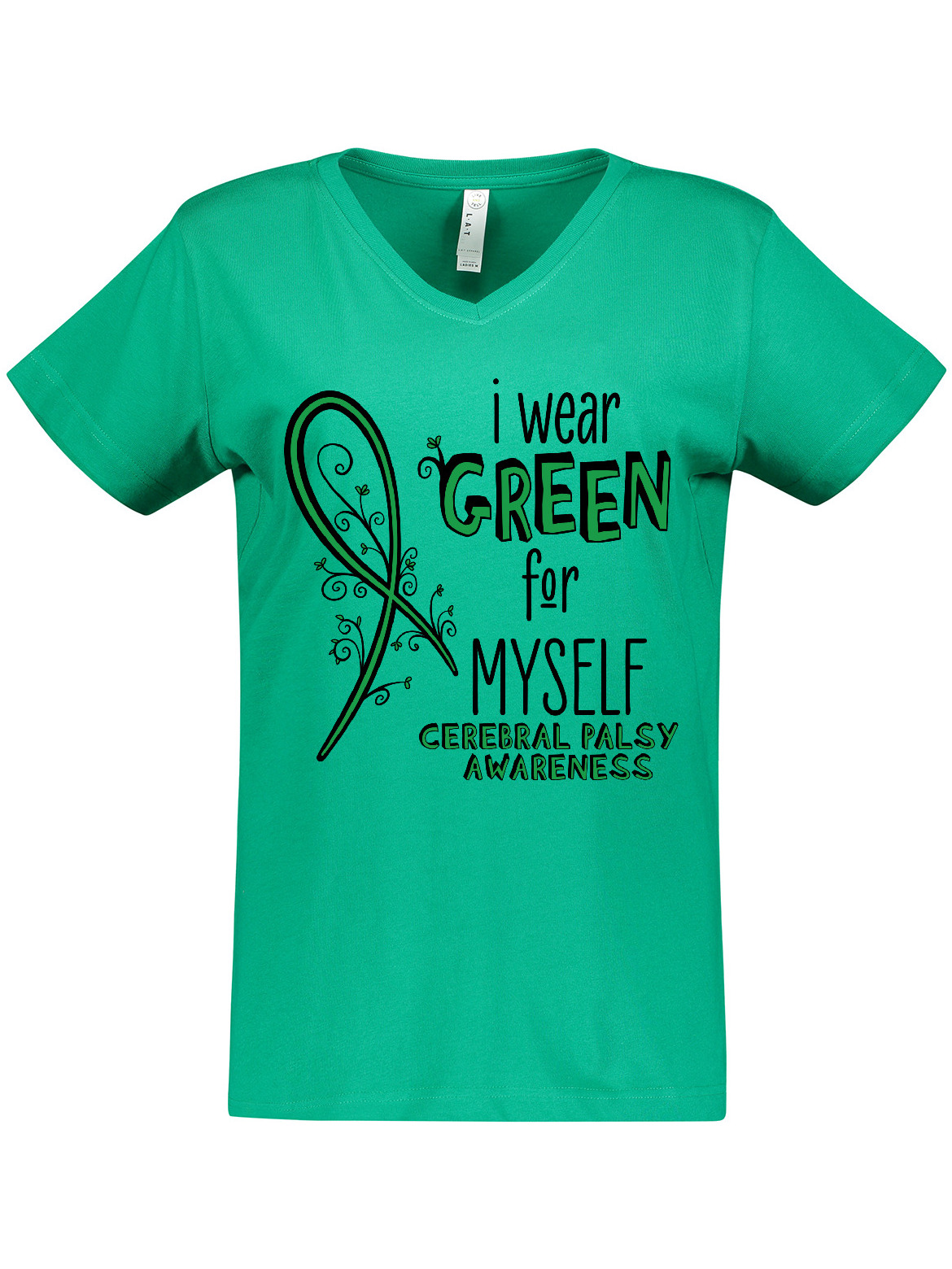 Inktastic I Wear Green for Myself- Cerebral Palsy Awareness Women's V-Neck T-Shirt - Walmart.com