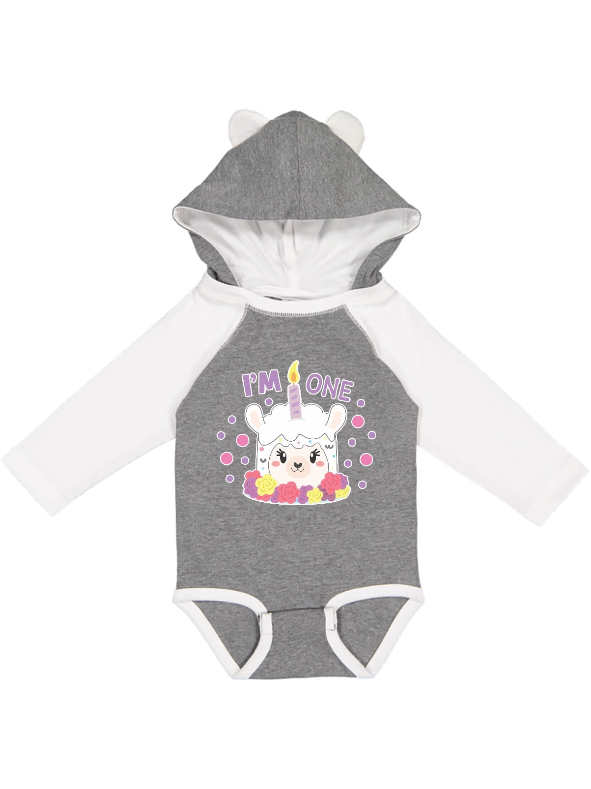 Inktastic I'm One with Flowers and Cute Llama Cake Girls Long Sleeve ...