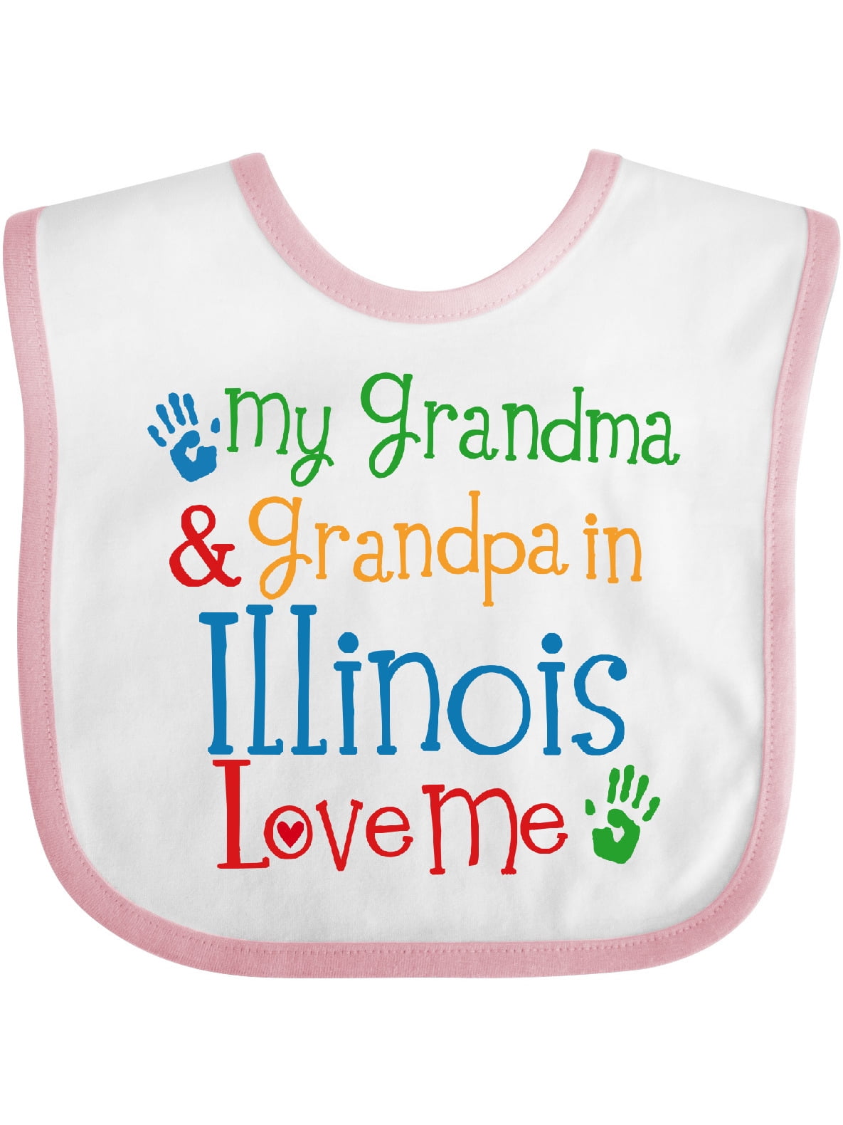 Inktastic Illinois Grandma Grandpa Loves Me Boys or Girls Baby Bib ...