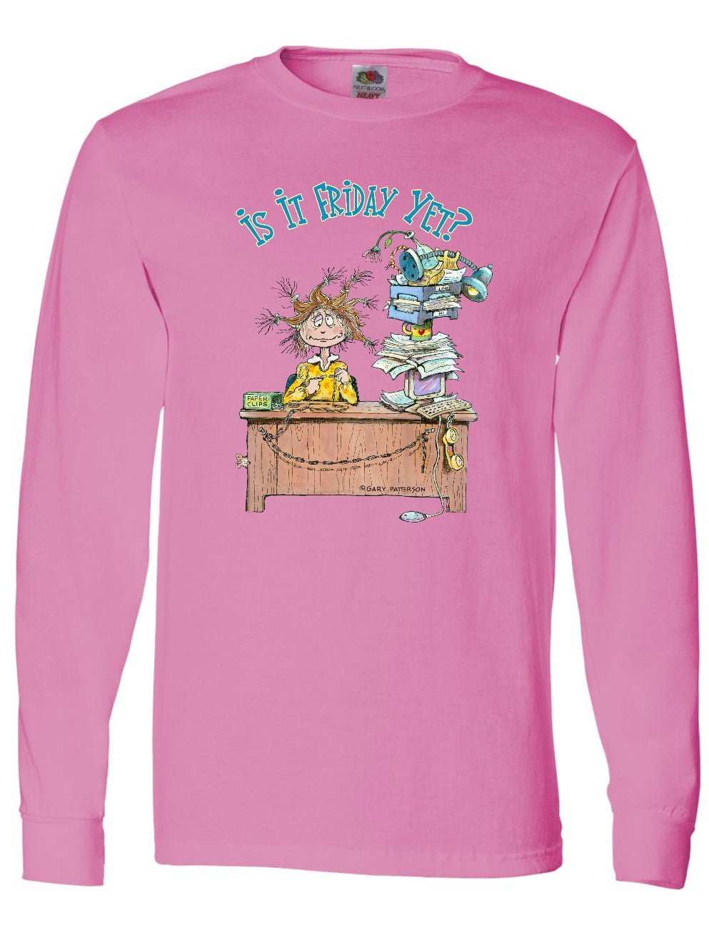 Inktastic Is It Friday Yet with Frazzled Woman at Desk Long Sleeve T ...