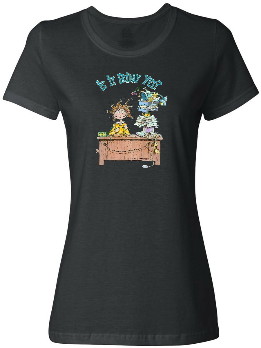 Inktastic Is It Friday Yet with Frazzled Woman at Desk Women's T-Shirt ...